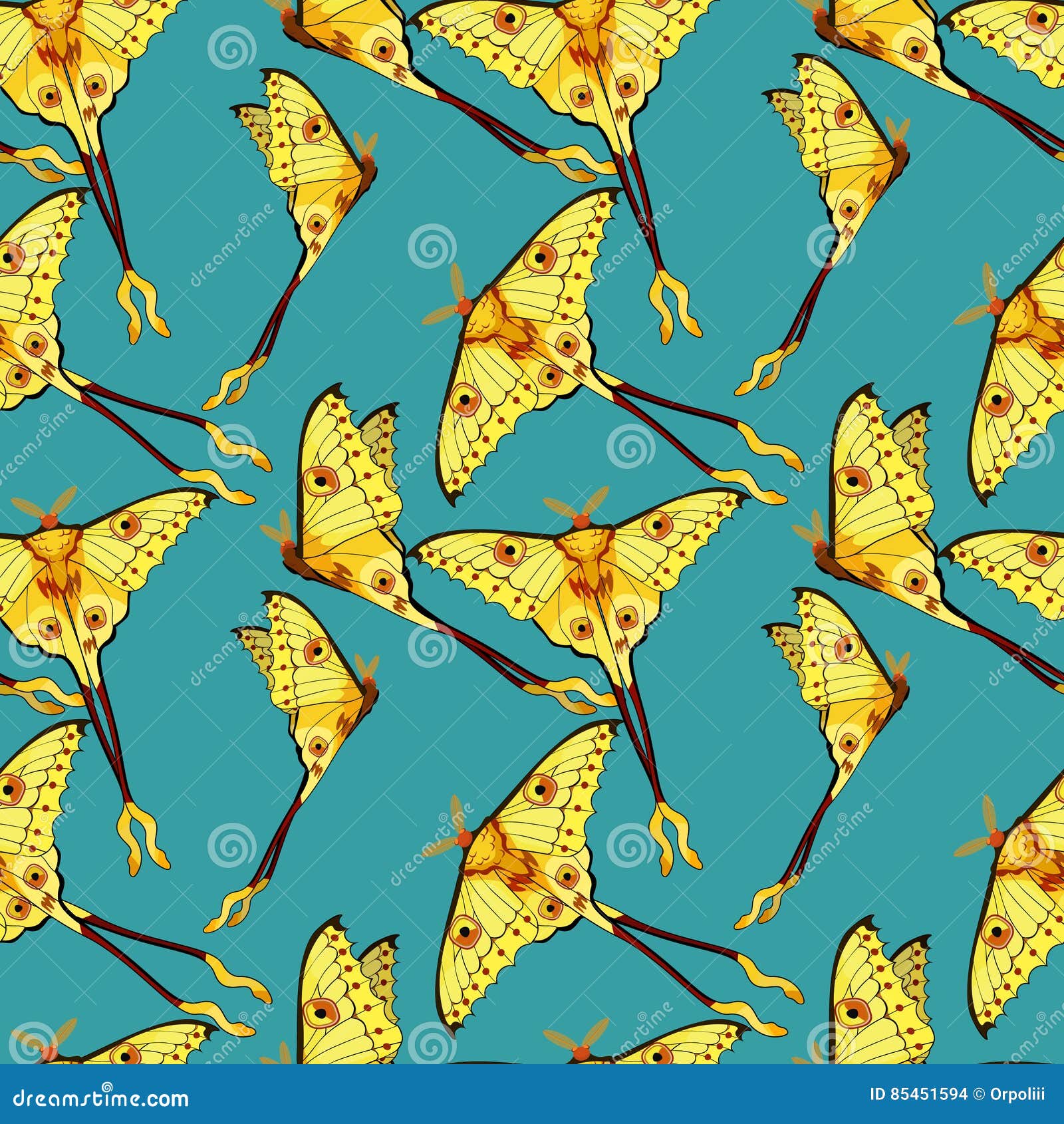Seamless Pattern Butterfly Madagascar Comet Moth Moon Vector Il Stock ...