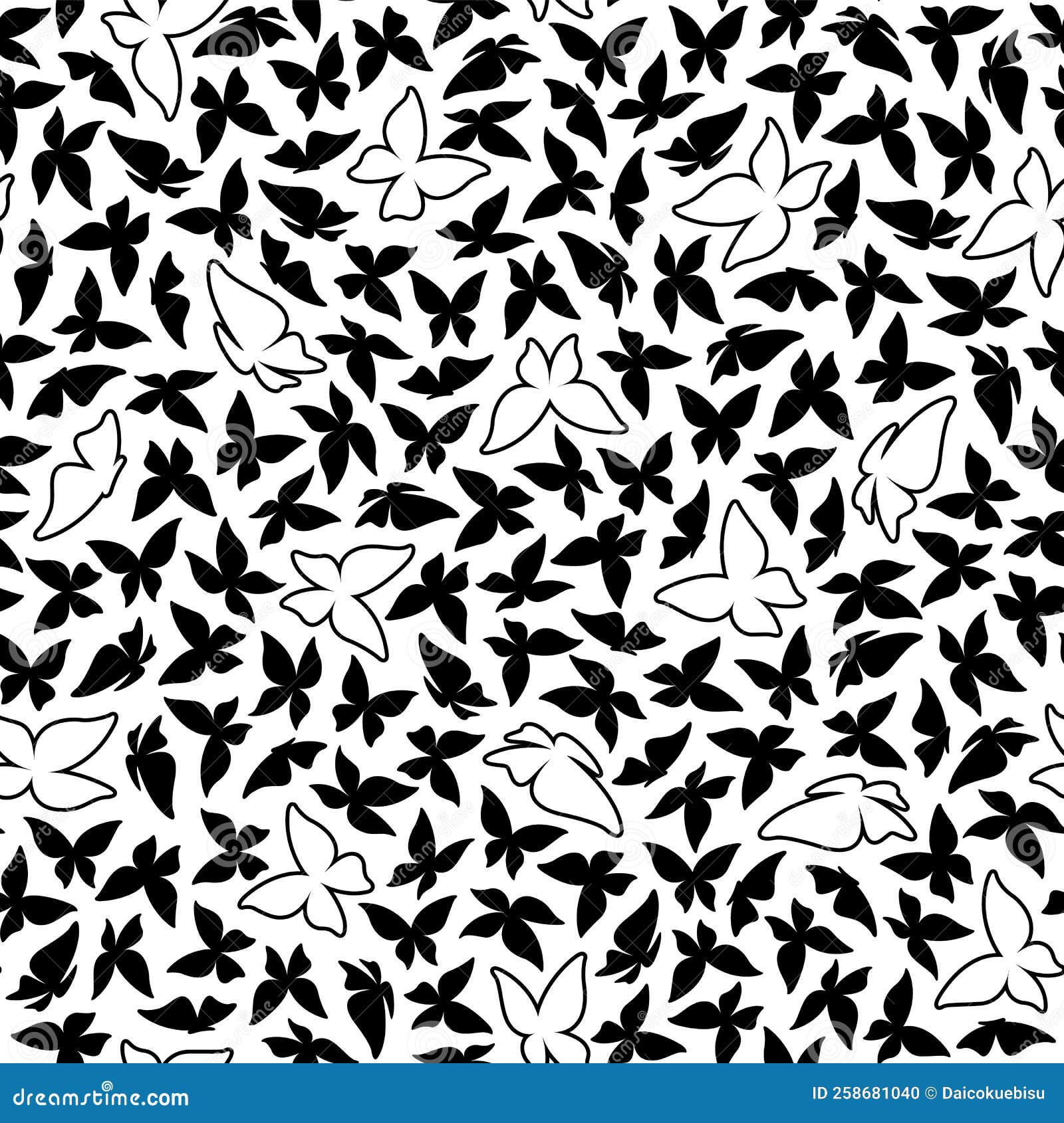 Seamless Pattern with Butterfly Silhouettes, Stock Vector ...