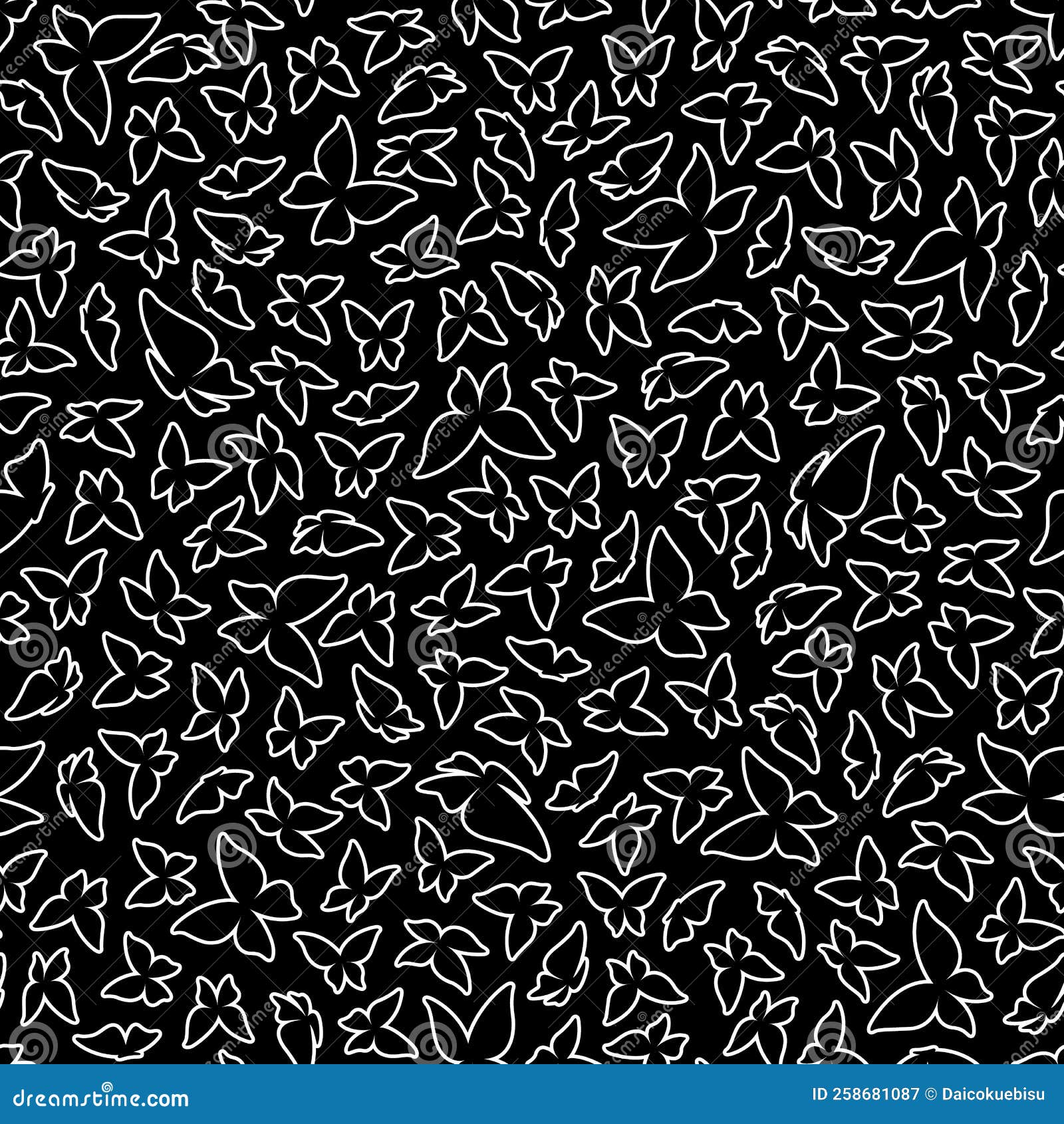 Seamless Pattern with Butterfly Silhouettes, Stock Vector ...