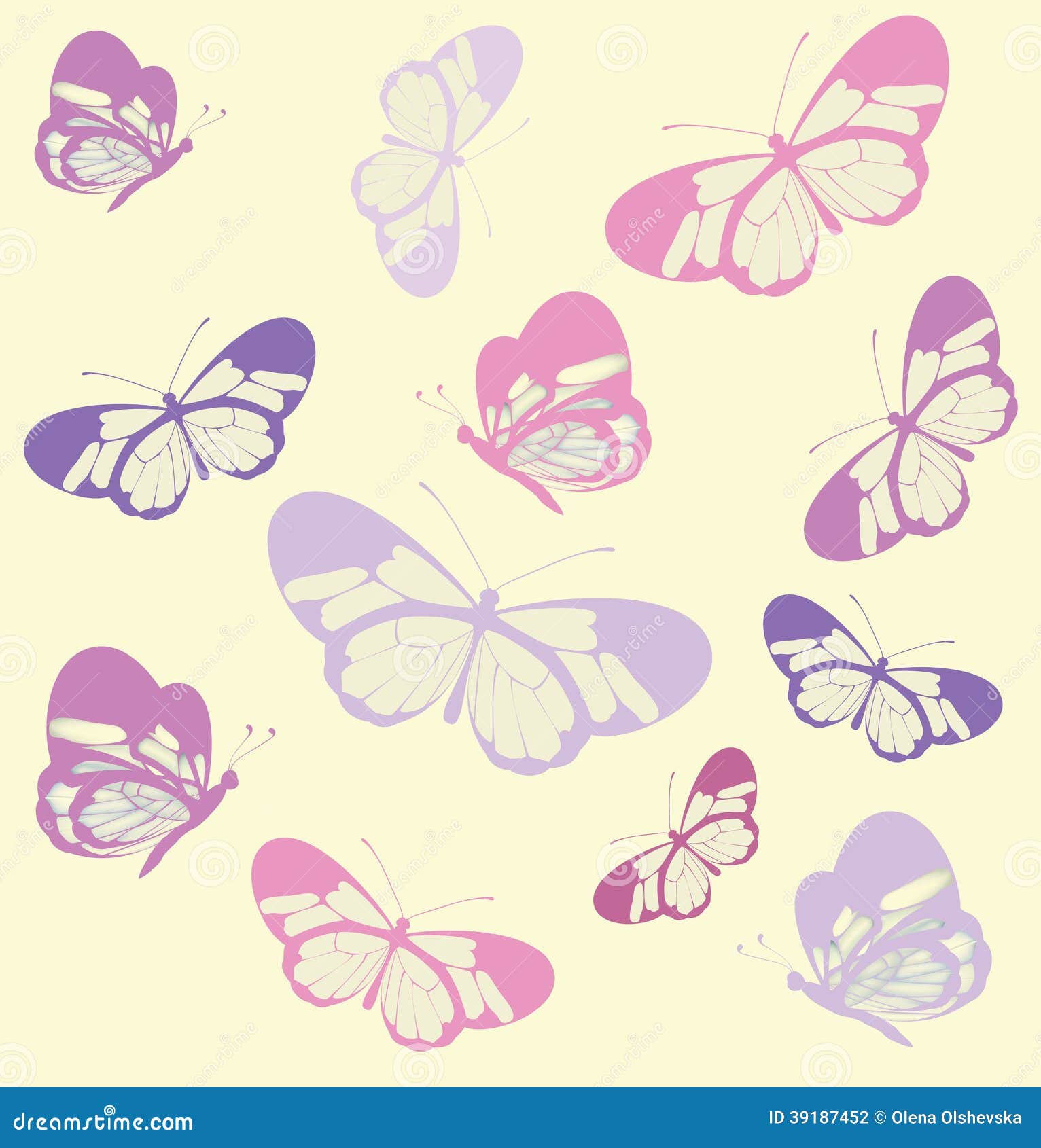 Seamless Pattern with Butterfly with Transparent Wings. Stock Vector ...