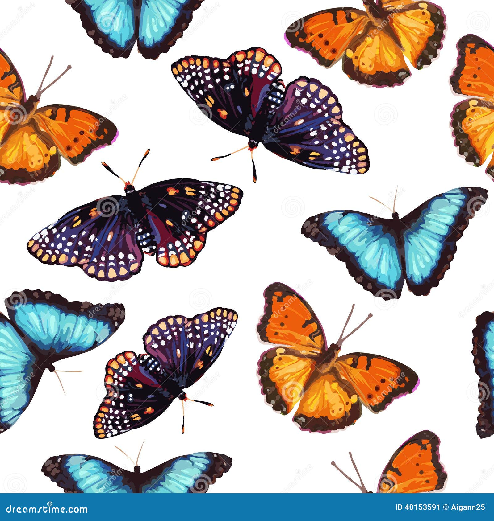 Seamless Pattern of Butterfly Stock Vector - Illustration of wallpaper ...