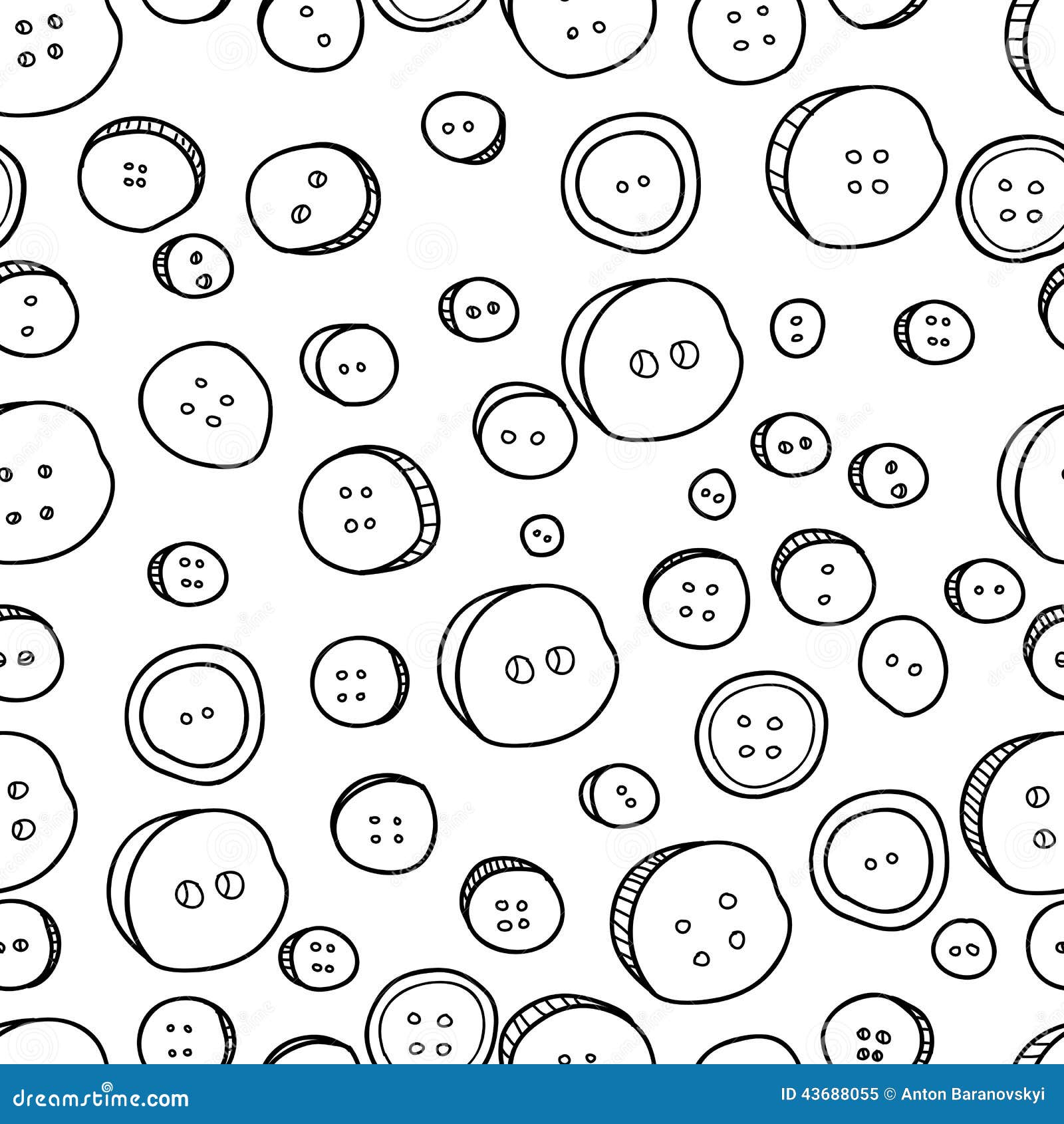 Seamless Pattern. Button Doodle Stock Vector - Illustration of illusion ...