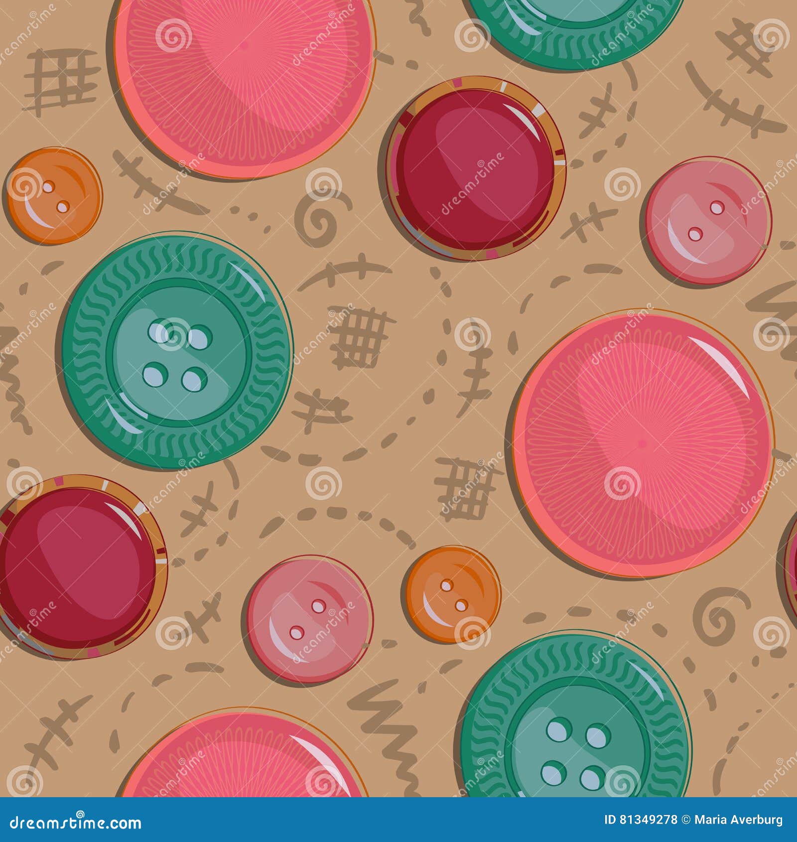Seamless Pattern with Buttons. Vector Illustration Stock Vector ...