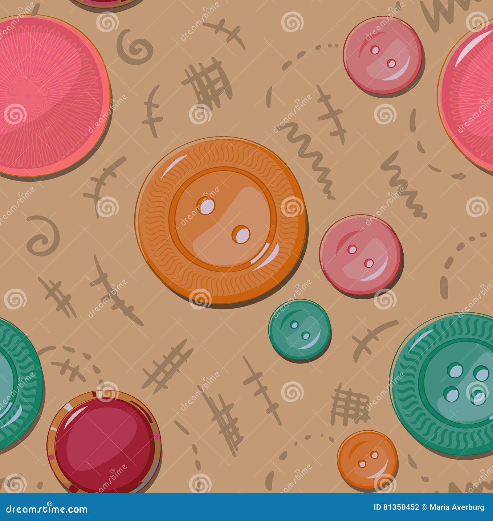 Seamless Pattern with Buttons. Vector Illustration Stock Vector ...