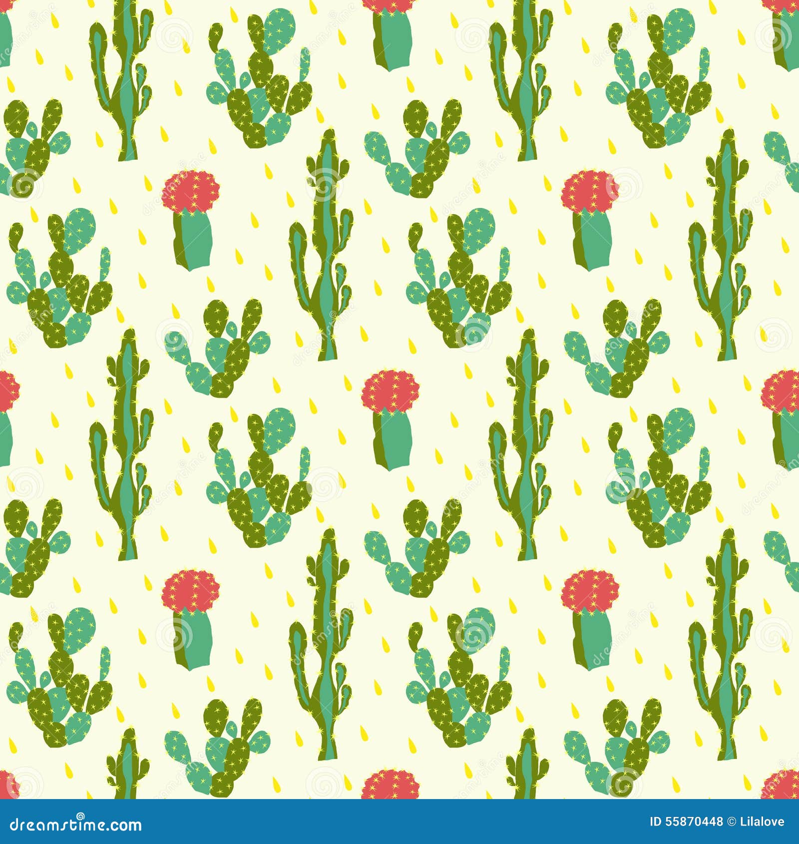 Seamless Pattern with Cactus Stock Vector - Illustration of graphic ...