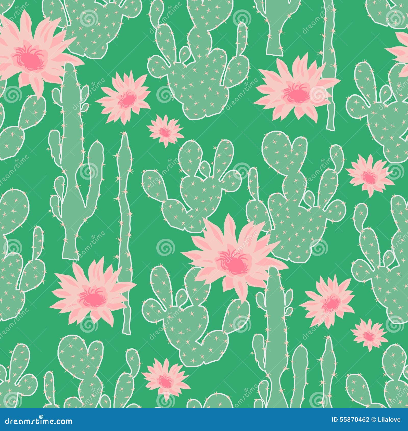 Seamless Pattern with Cactus Stock Vector - Illustration of exotic ...