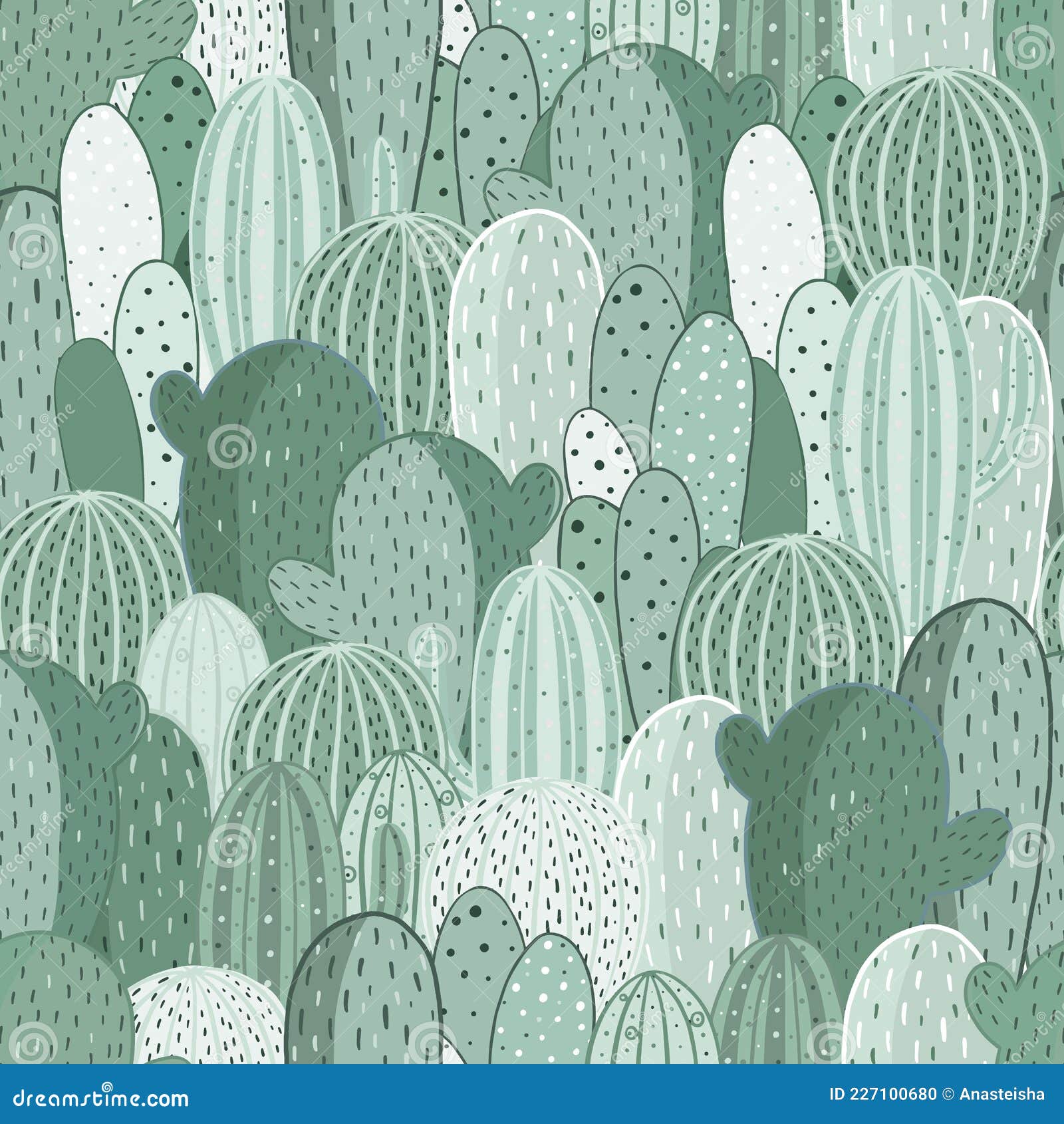 Seamless Pattern with Cactus and Painted Textures. Ideal for Fabric ...