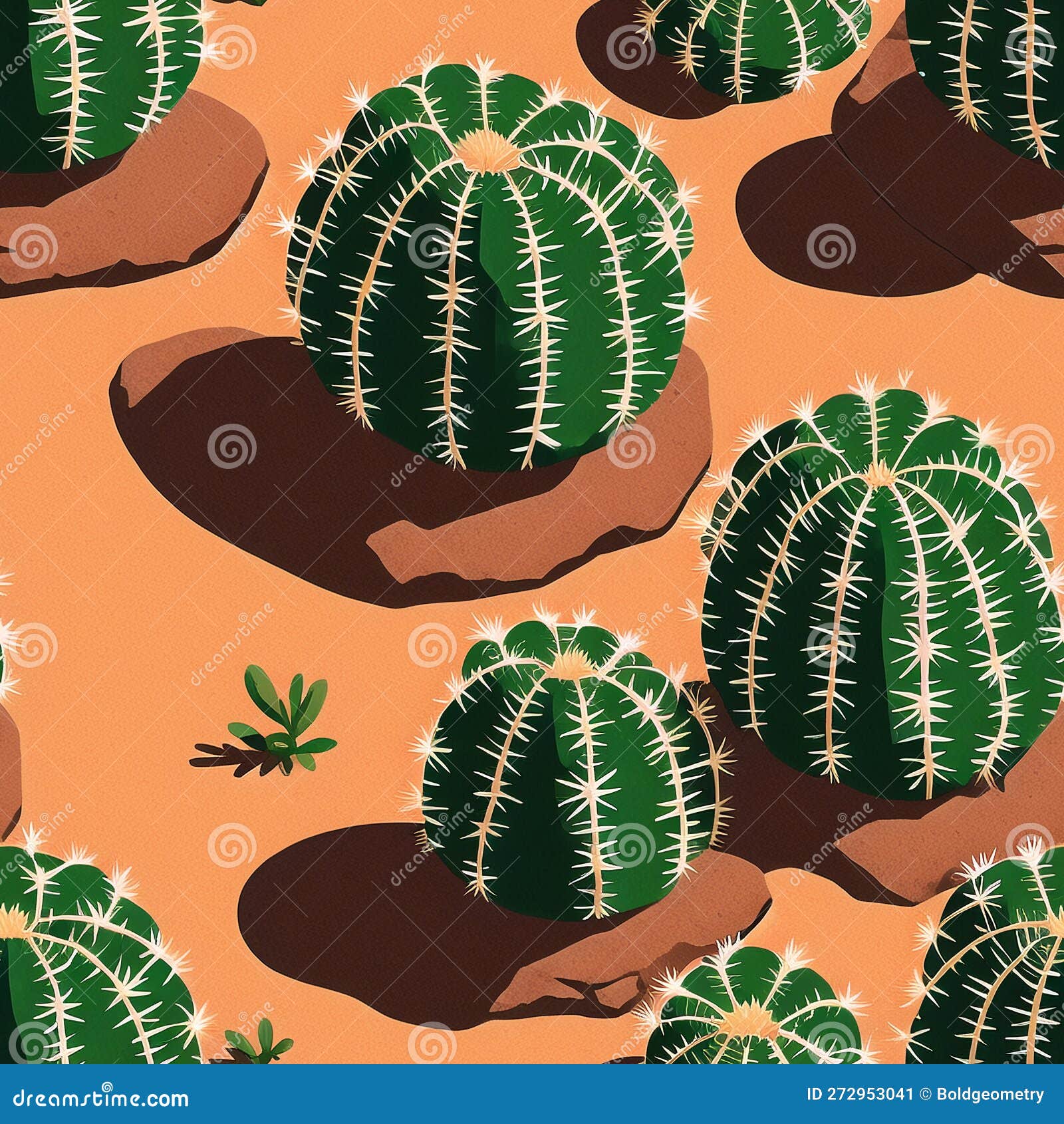 Seamless Pattern with Cactuss and Leaves Background Cacti Pattern for ...