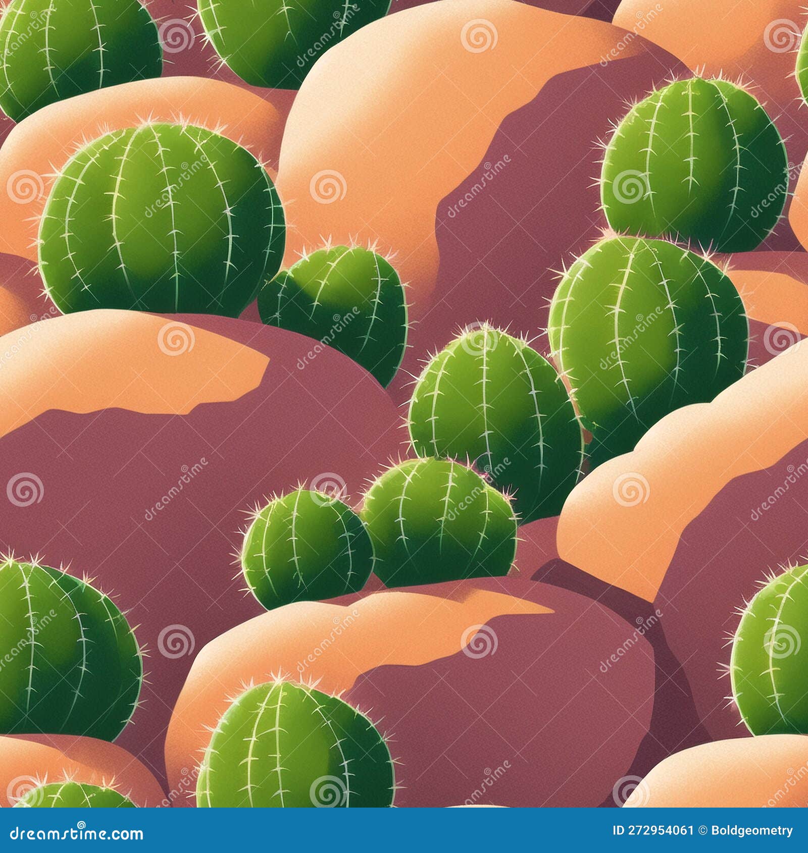 Seamless Pattern with Cactuss and Leaves Background Cacti Pattern for ...