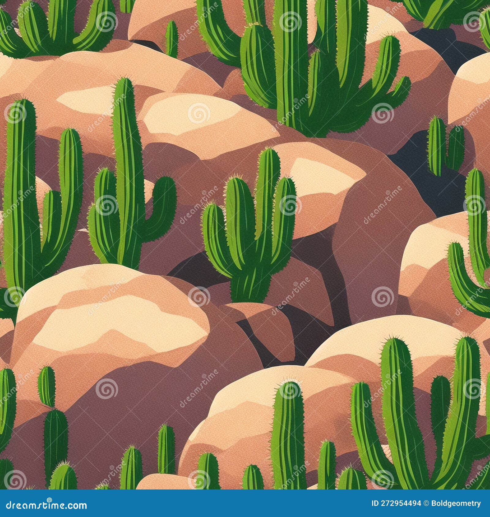 Seamless Pattern with Cactuss and Leaves Background Cacti Pattern for ...