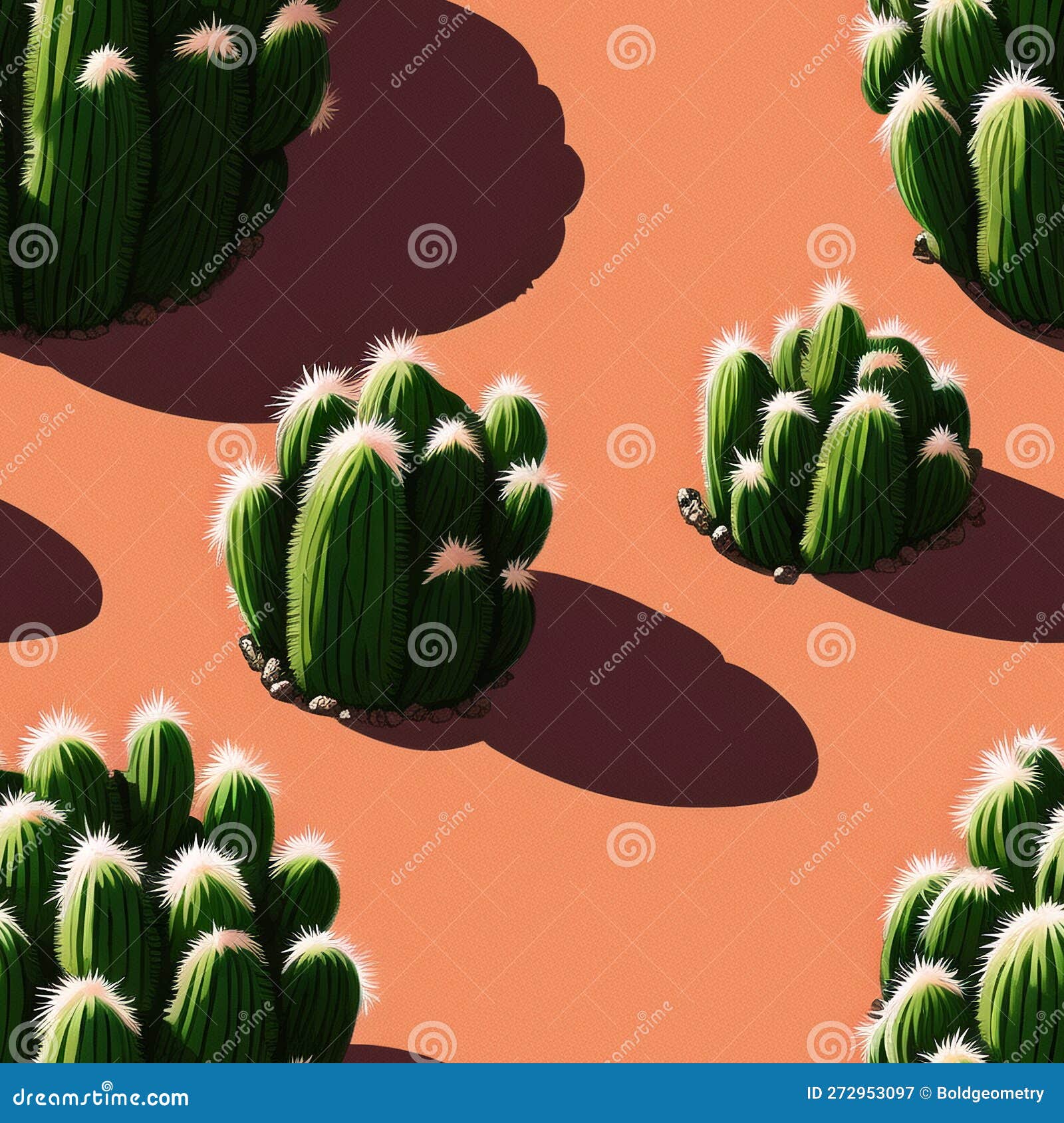 Seamless Pattern with Cactuss and Leaves Background Cacti Pattern for ...