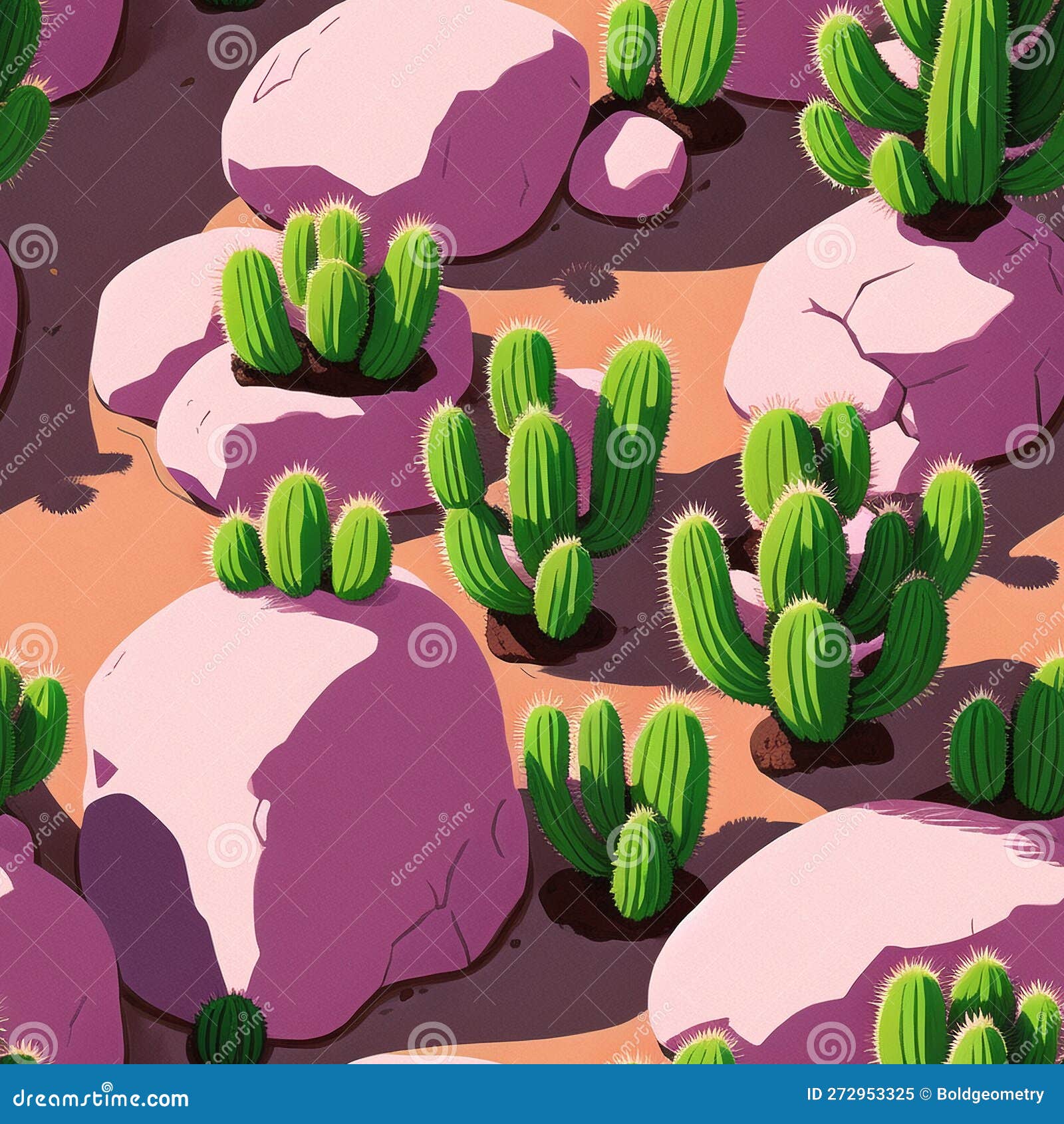 Seamless Pattern with Cactuss and Leaves Background Cacti Pattern for ...