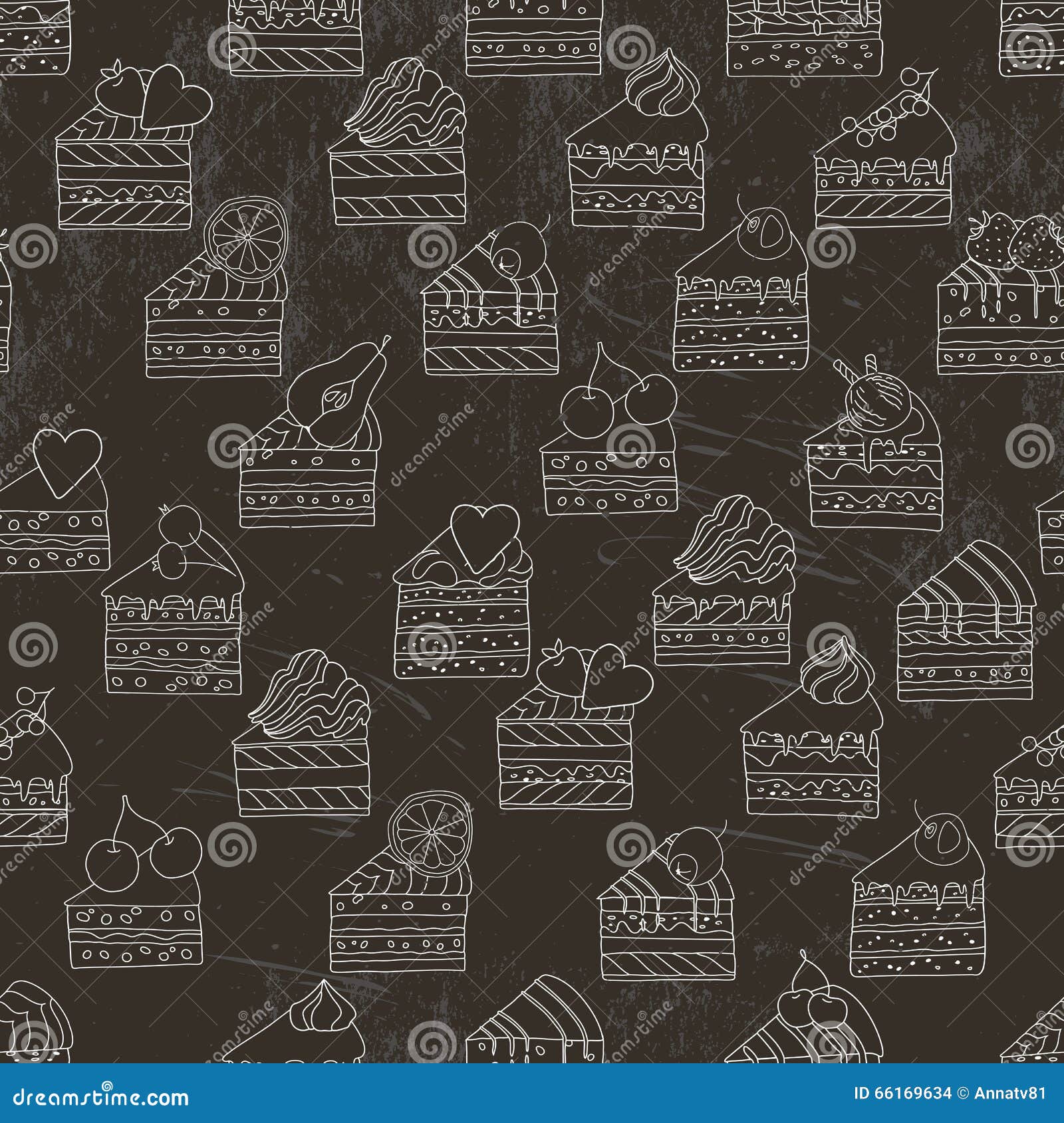 Seamless Pattern with Cake Slices. Stock Illustration - Illustration of ...