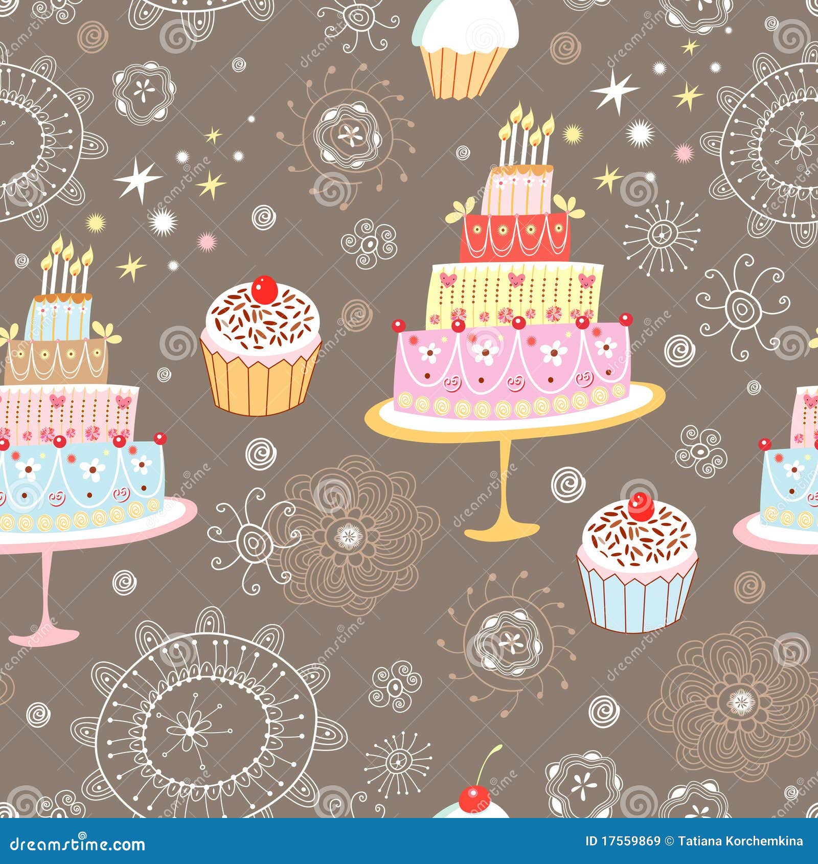 Seamless pattern cakes stock vector. Illustration of repetition - 17559869