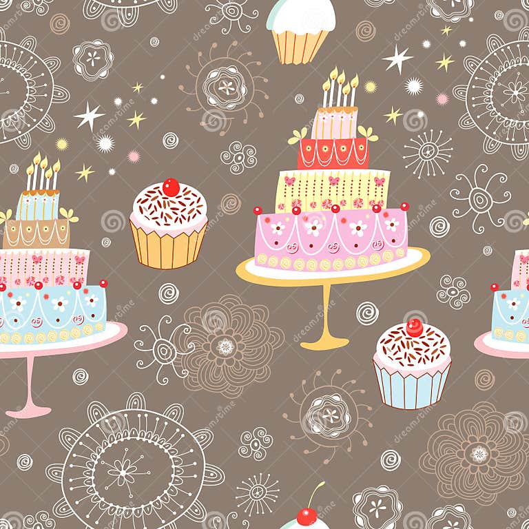 Seamless pattern cakes stock vector. Illustration of repetition - 17559869