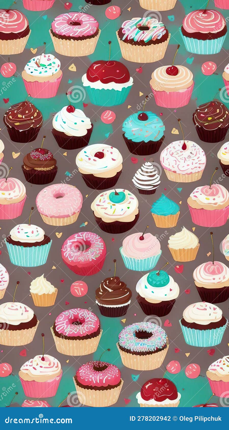 Seamless Pattern with Cakes Stock Illustration - Illustration of pink ...