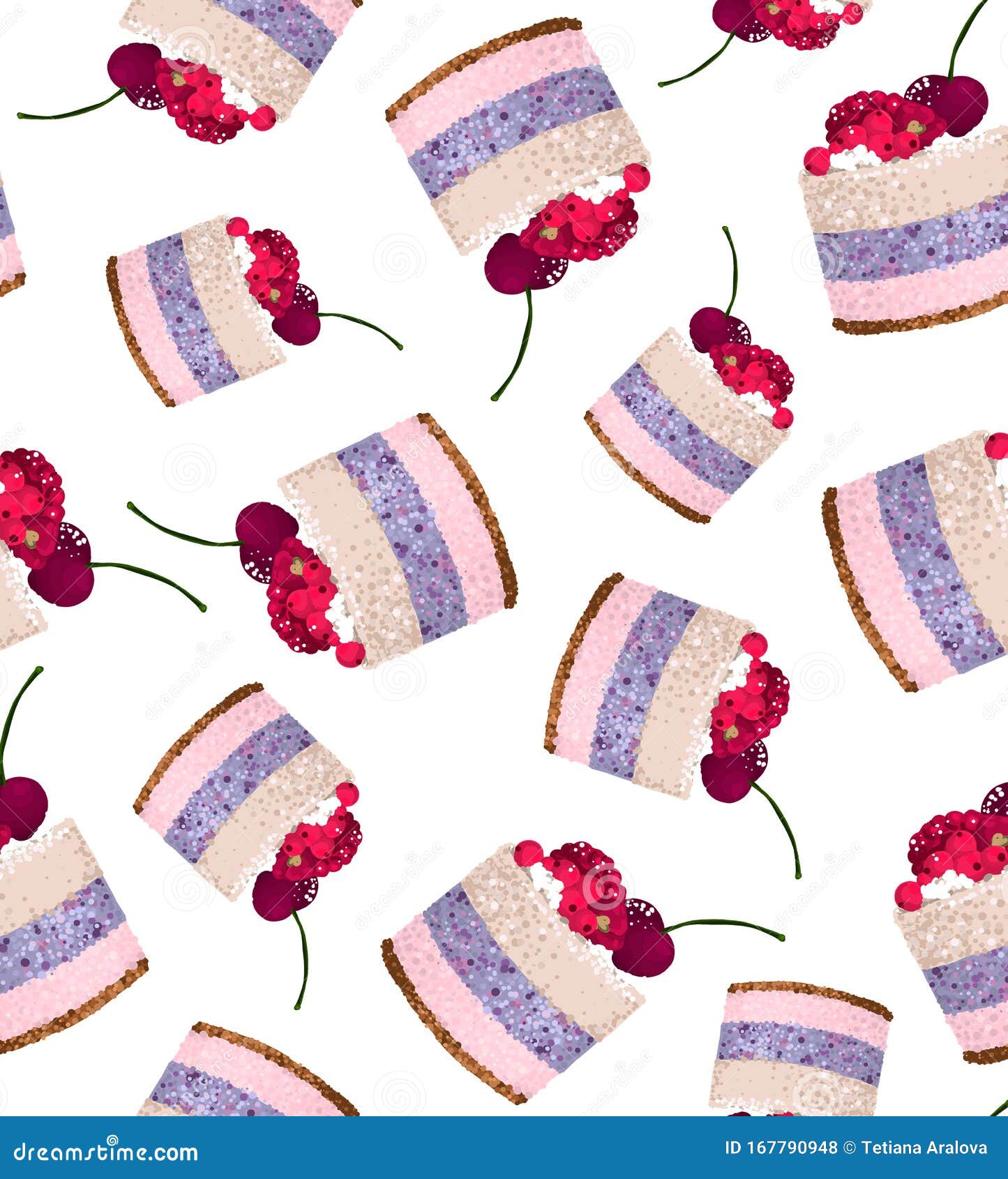 Seamless Pattern with Cakes Stock Illustration - Illustration of cute ...