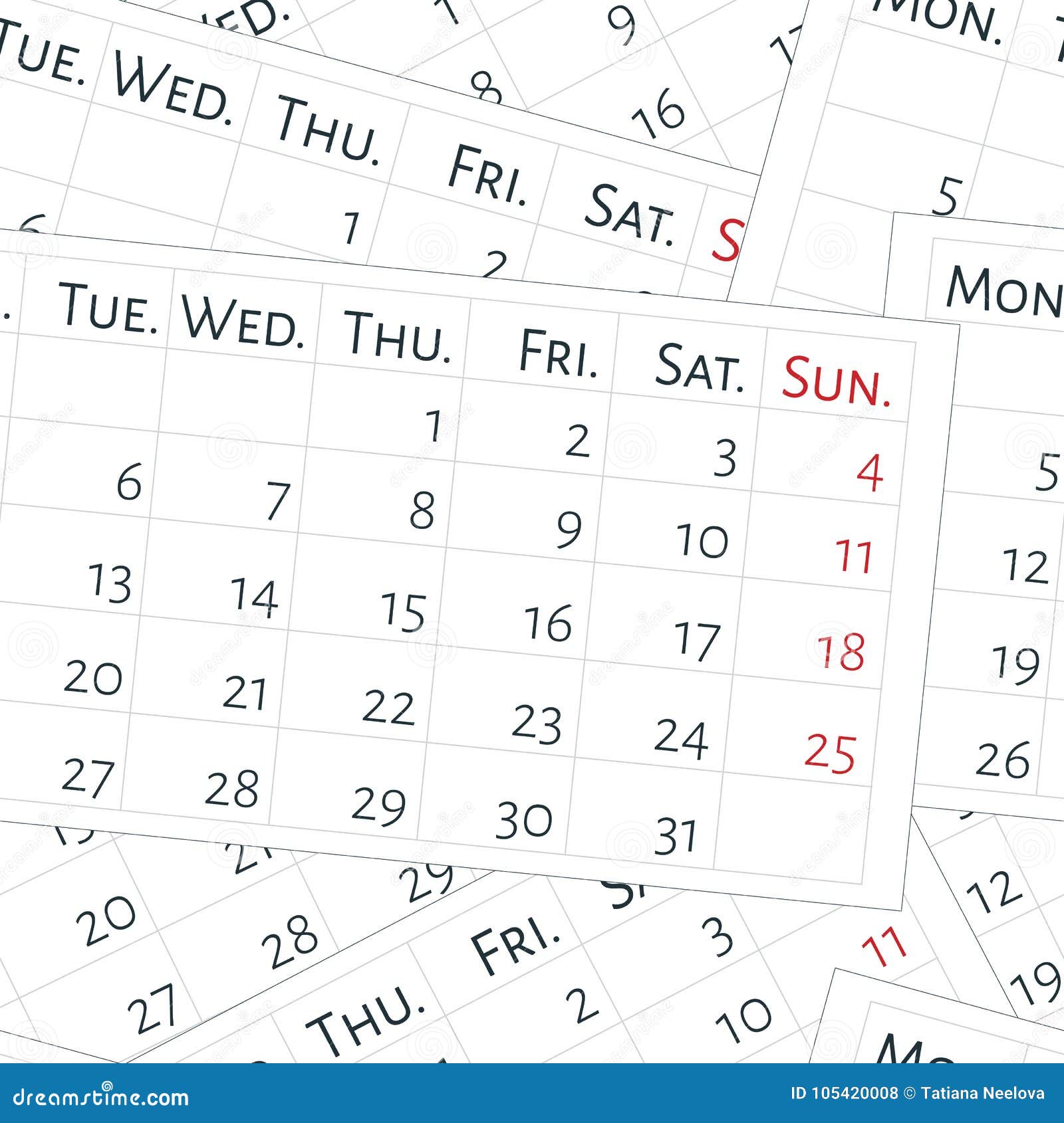 A Seamless Pattern with the Calendar Sheets. Vector Illustration ...