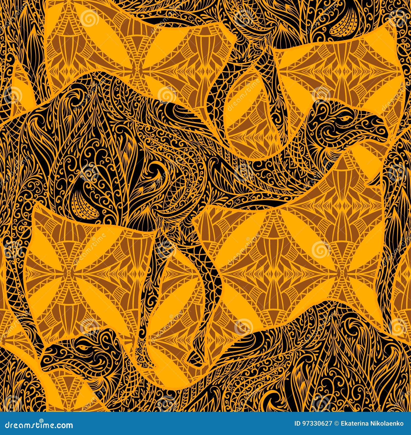 Seamless Pattern with Camel Decorated with Oriental Ornament. Stock ...