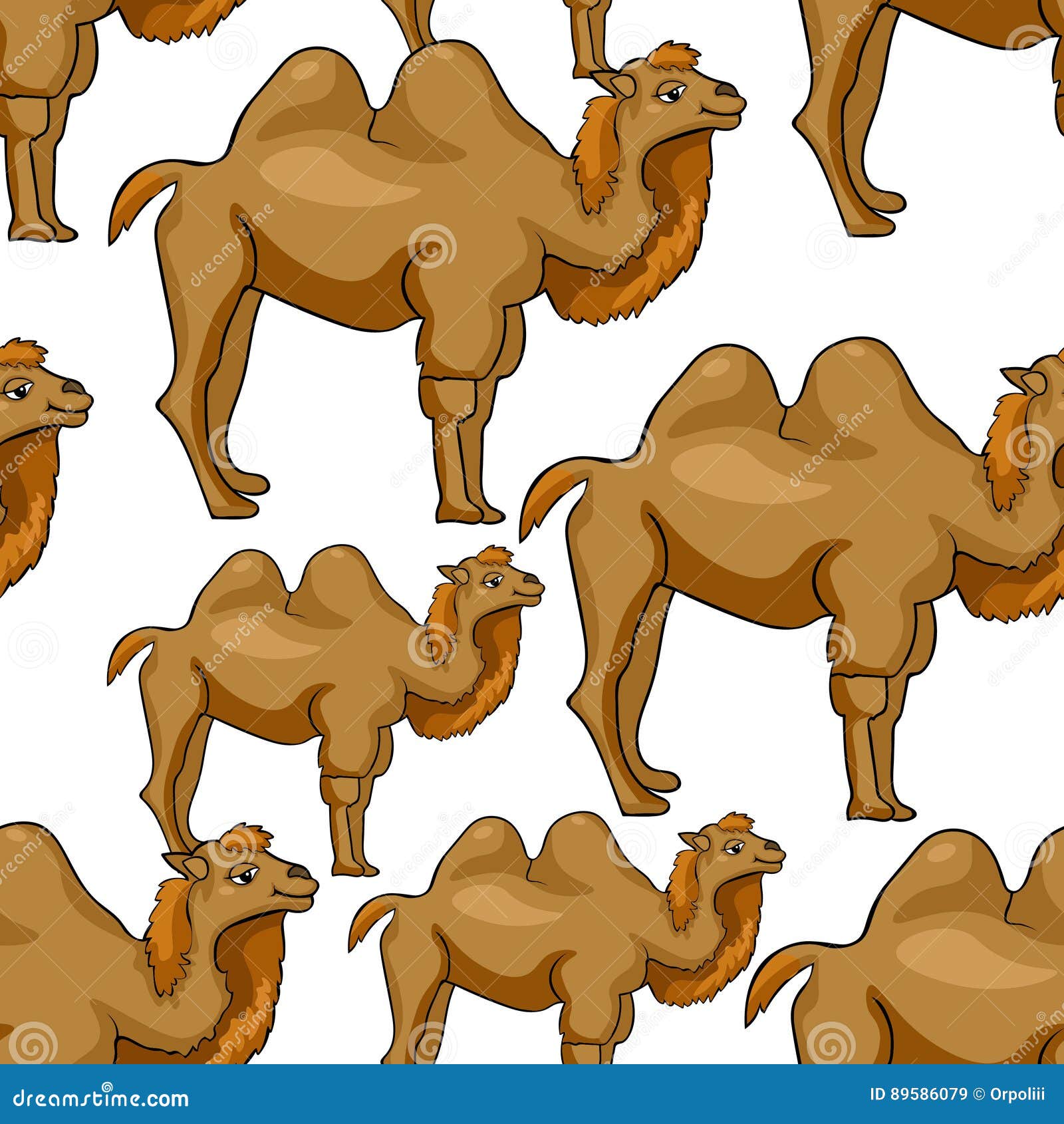 Seamless Pattern Camel Redhead Smiling a Cartoon. Vector Illustration ...