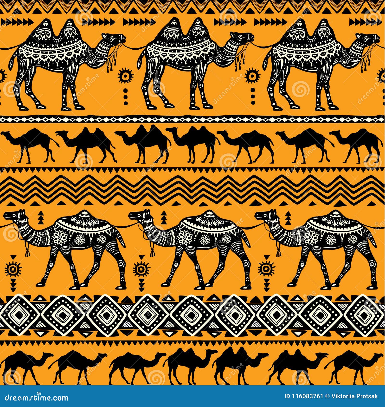 Seamless Pattern with Camels Stock Vector - Illustration of white, boho ...