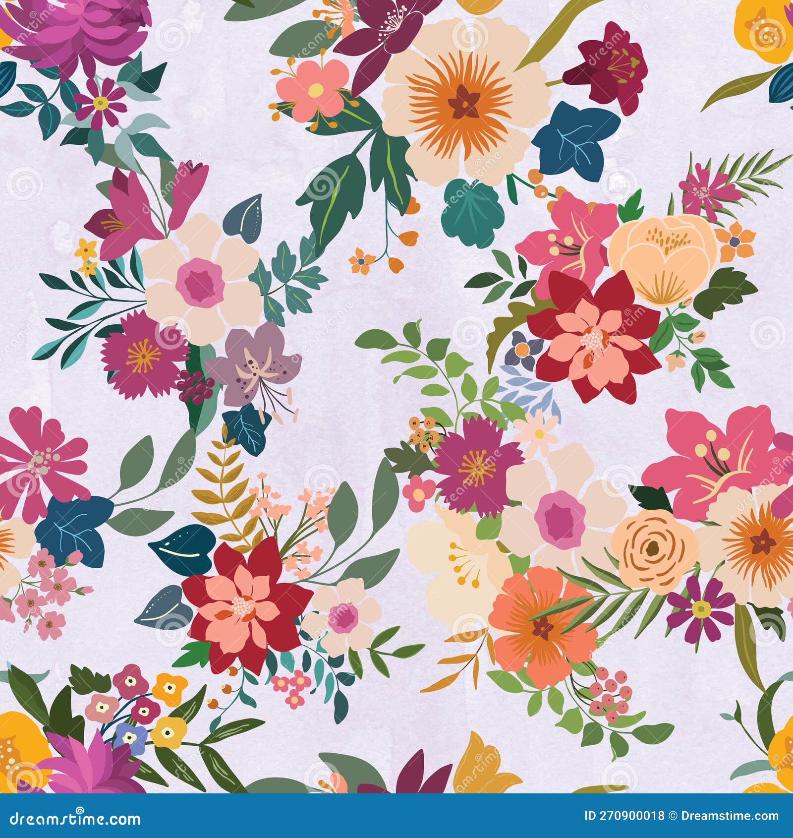 Seamless Repeating Pattern Hand-drawn Floral Flower Blossom Stock ...