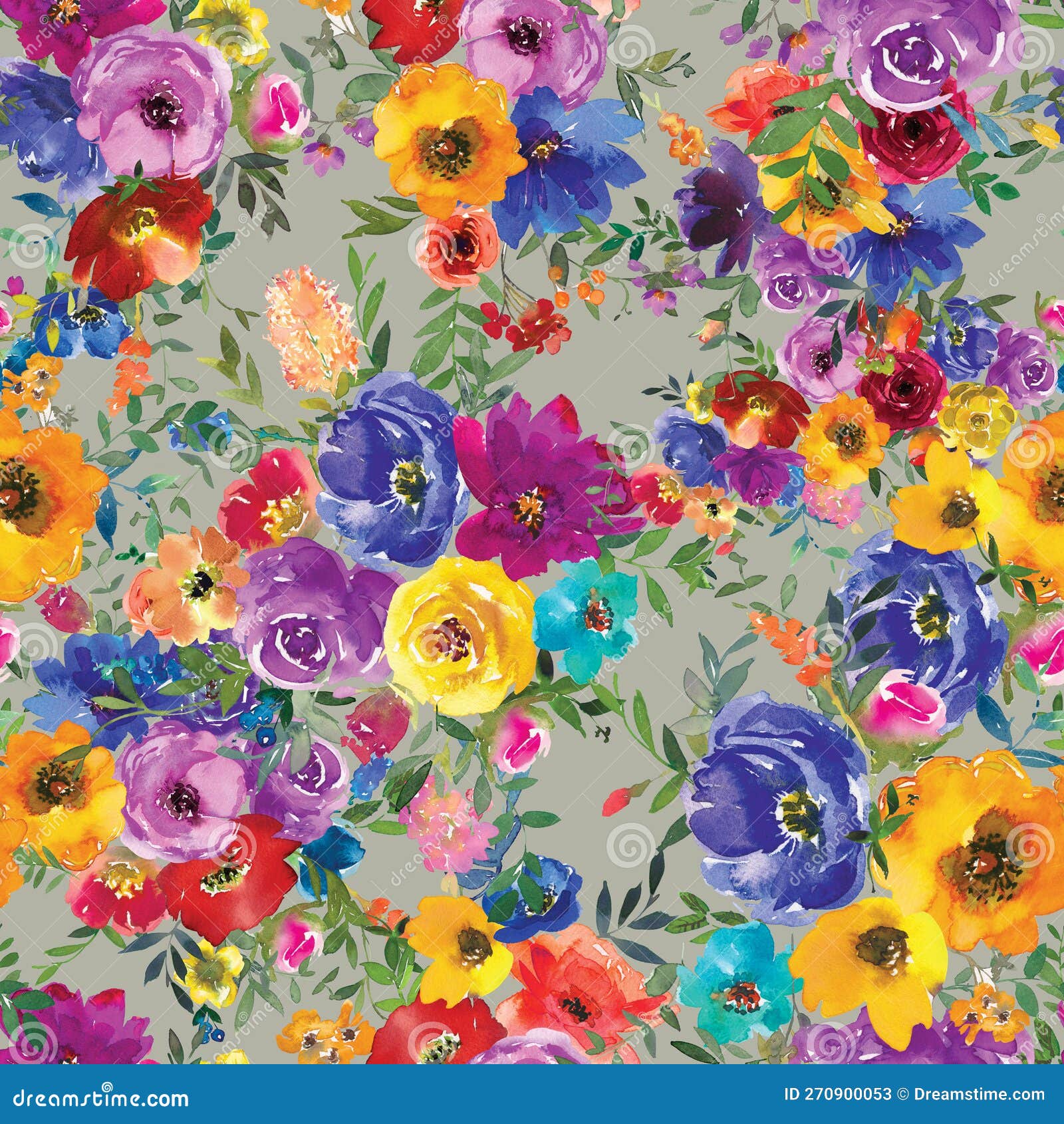 Seamless Repeating Pattern Hand-drawn Floral Flower Blossom Stock ...