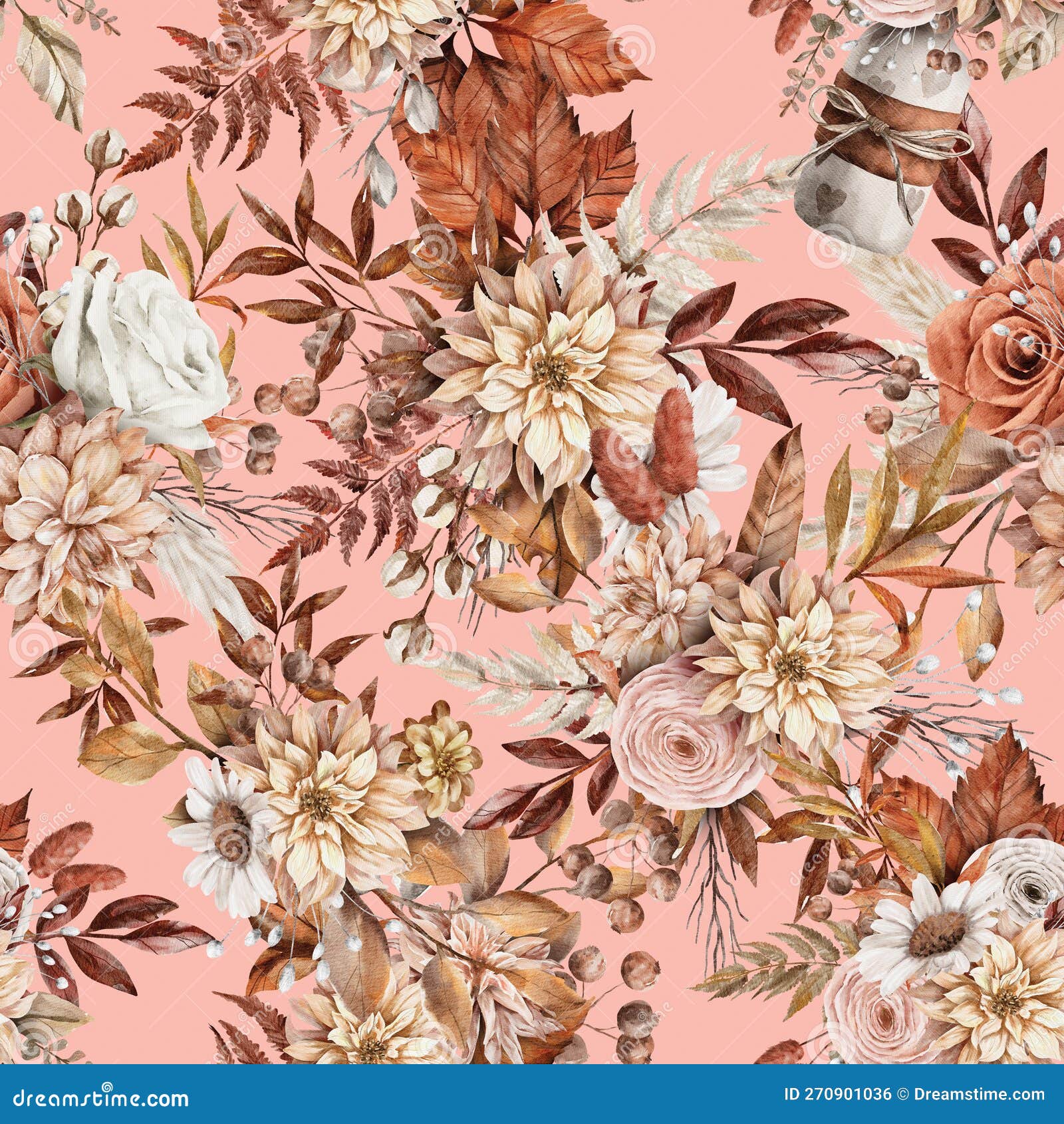 Seamless Repeating Pattern Hand-drawn Floral Flower Blossom Stock ...