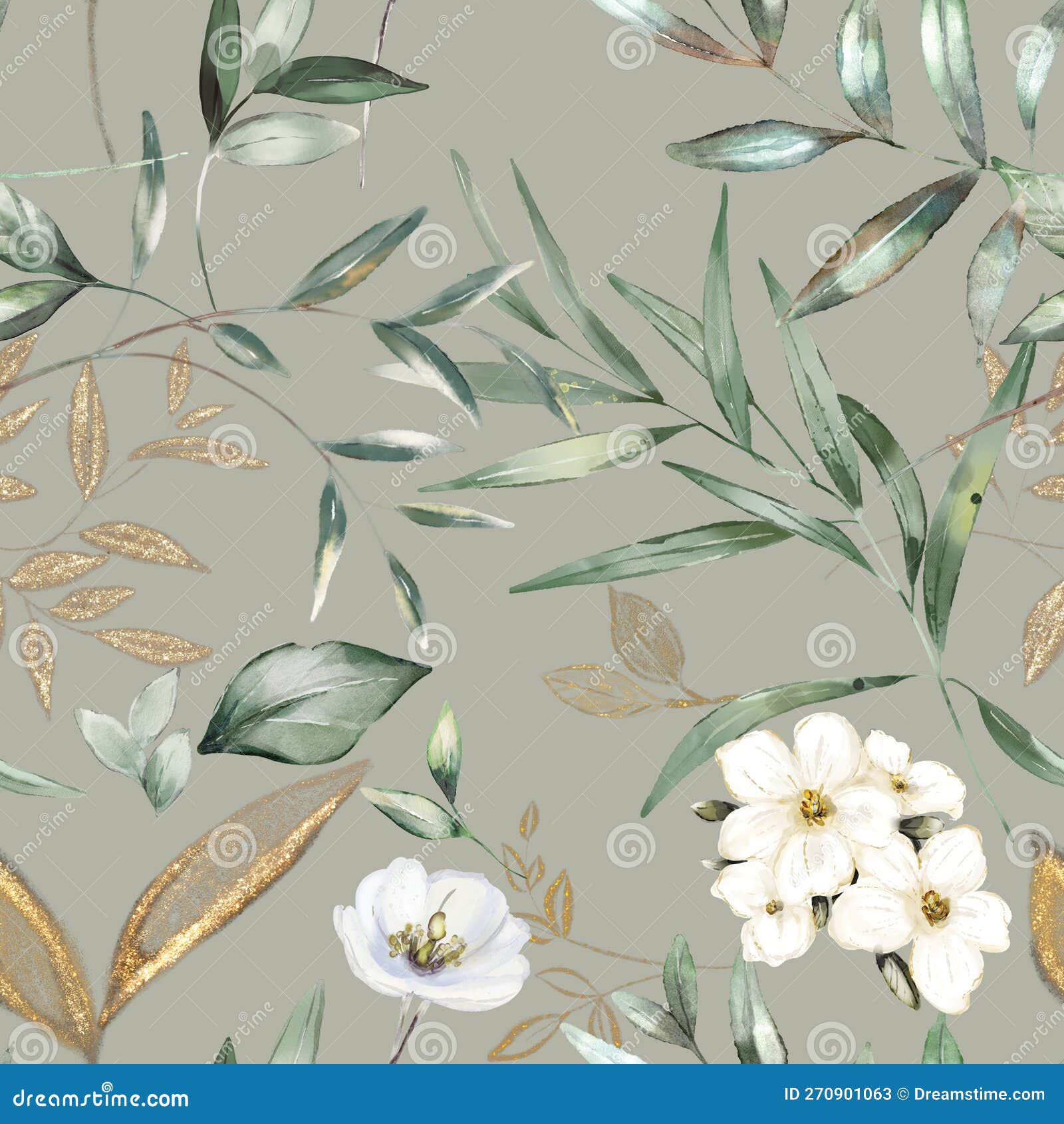 Seamless Repeating Pattern Hand-drawn Floral Flower Blossom Stock ...