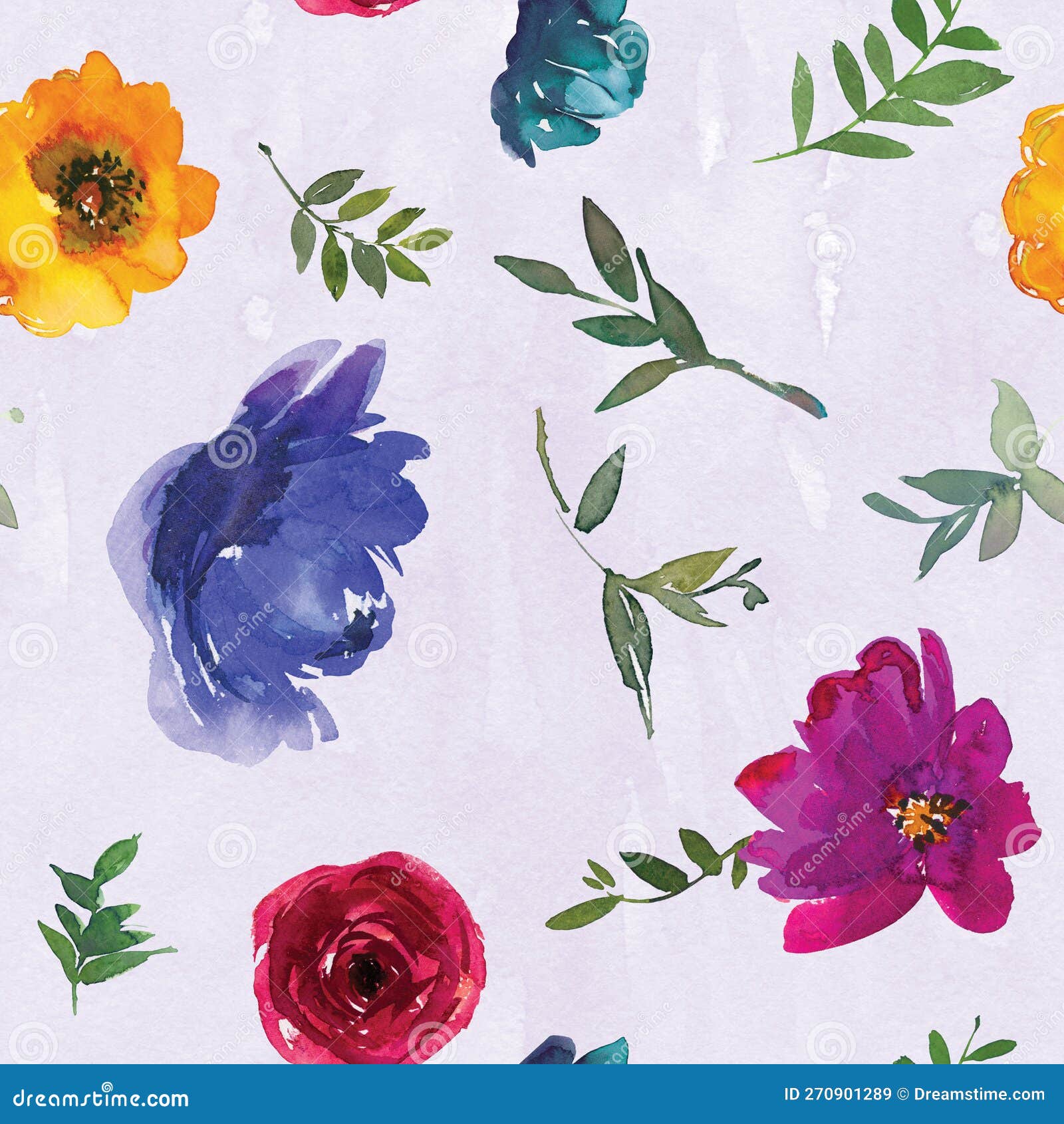 Seamless Repeating Pattern Hand-drawn Floral Flower Blossom Stock ...