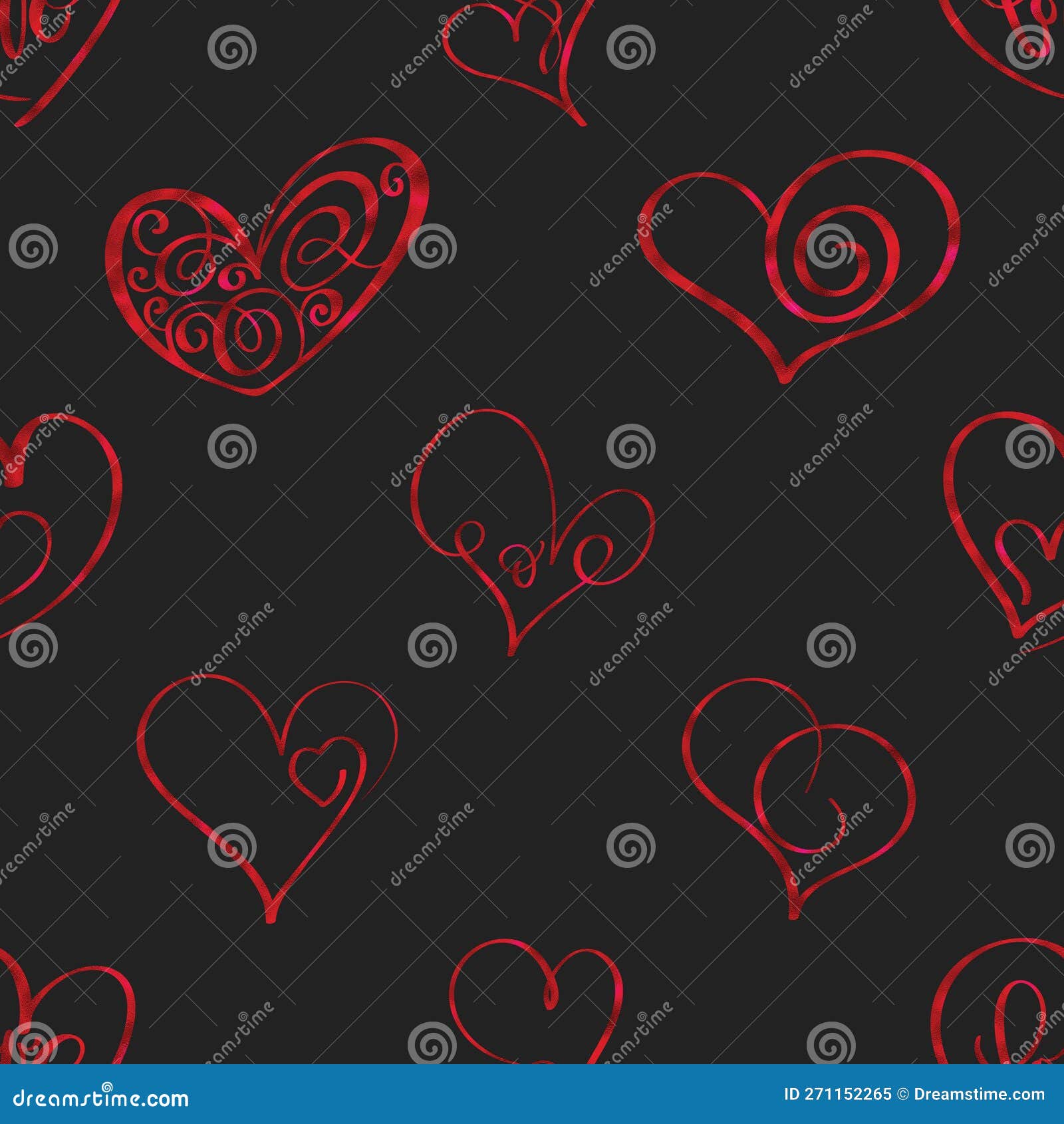 Seamless Repeating Pattern with Lovely and Cute Romantic Hearts Stock ...