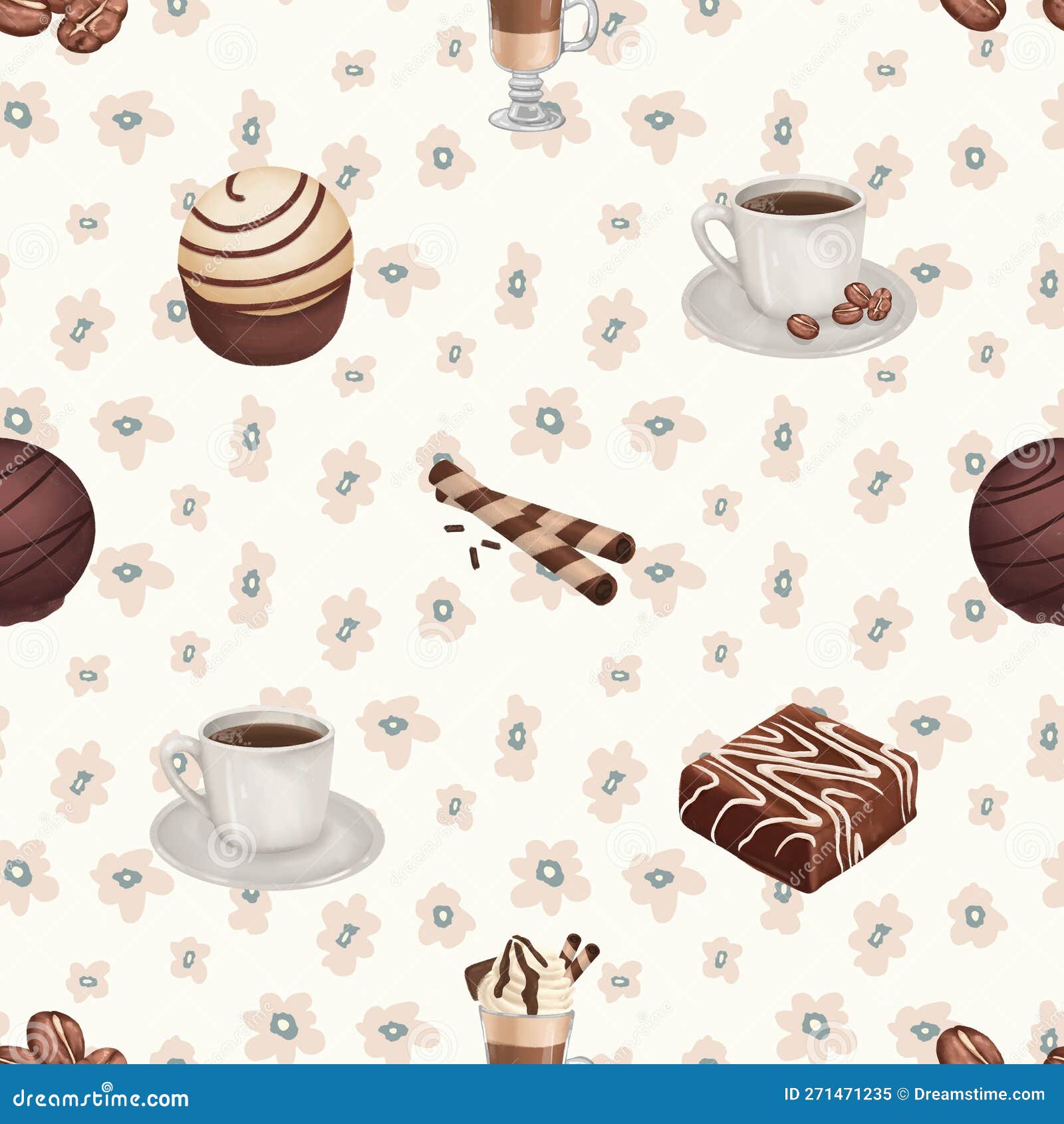 Seamless Repeating Pattern for Coffee Lovers Stock Illustration ...