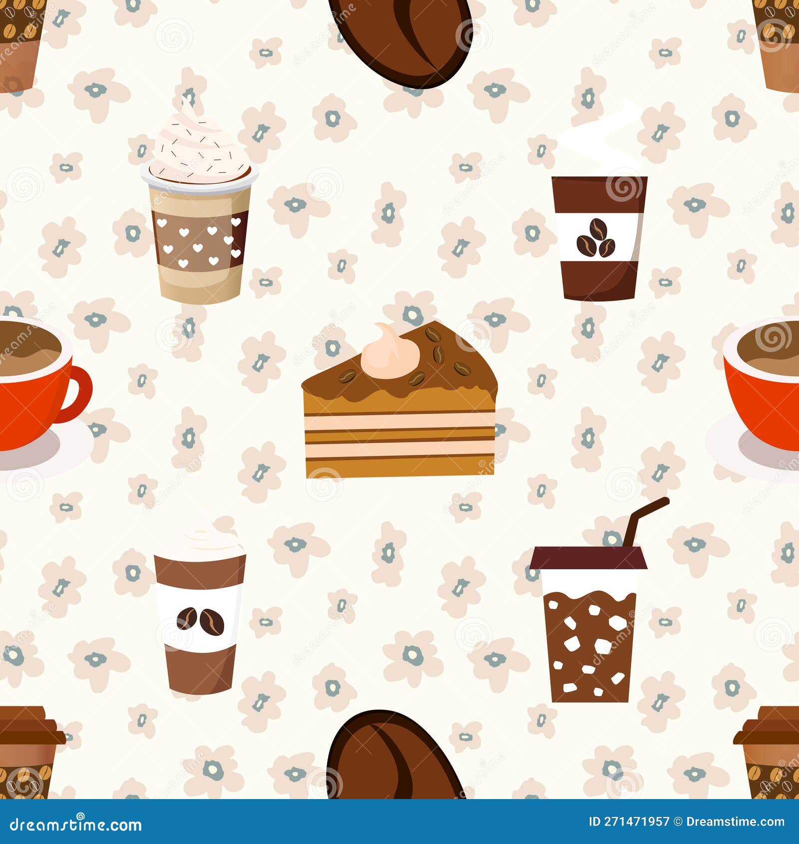 Seamless Repeating Pattern for Coffee Lovers Stock Illustration ...