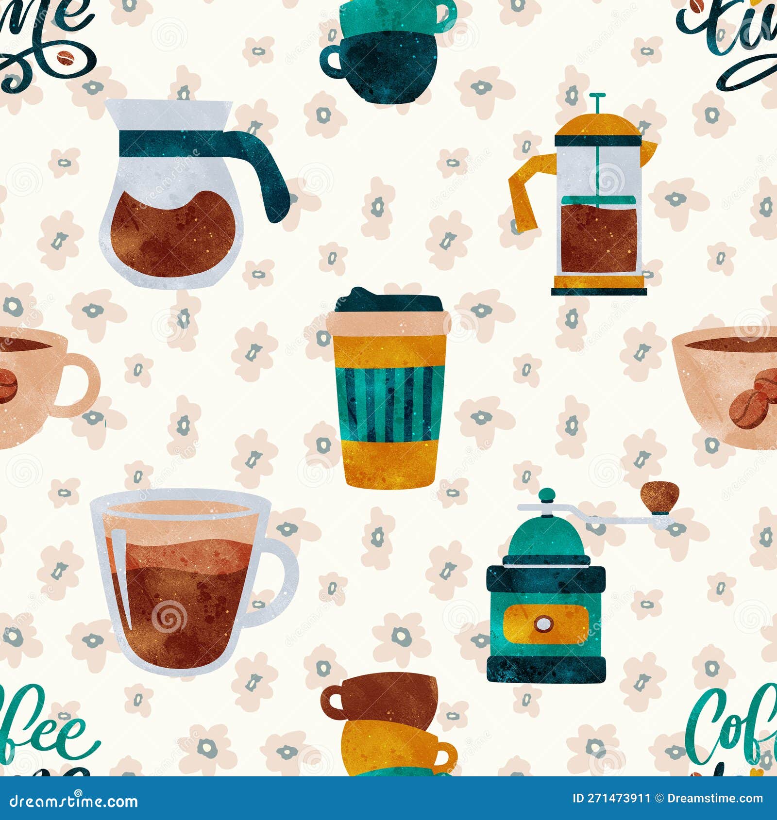 Seamless Repeating Pattern for Coffee Lovers Stock Illustration ...