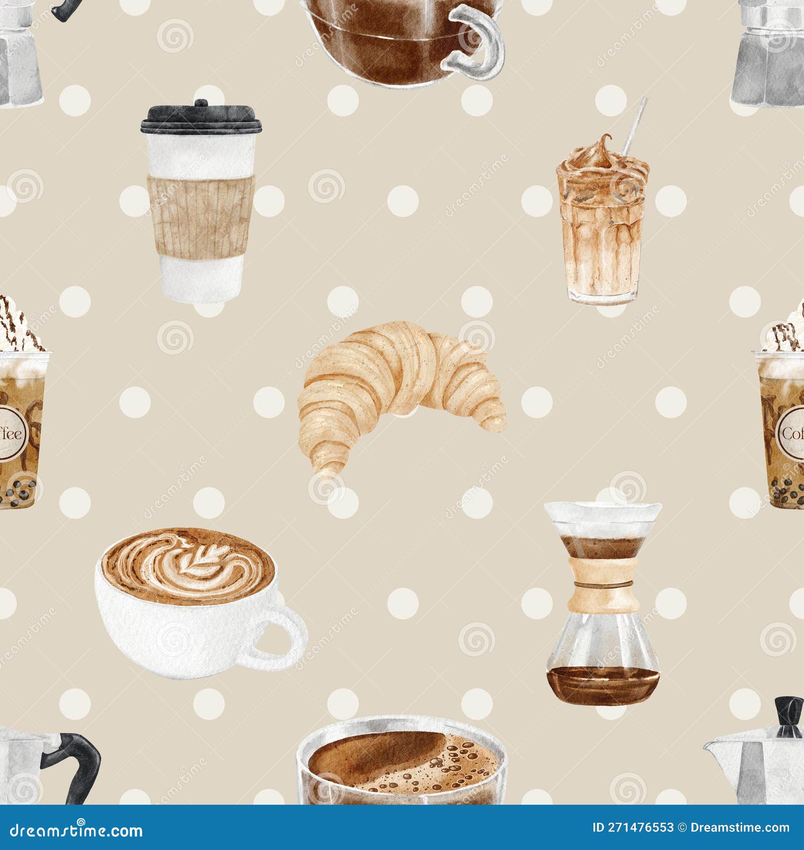 Seamless Repeating Pattern for Coffee Lovers Stock Illustration ...