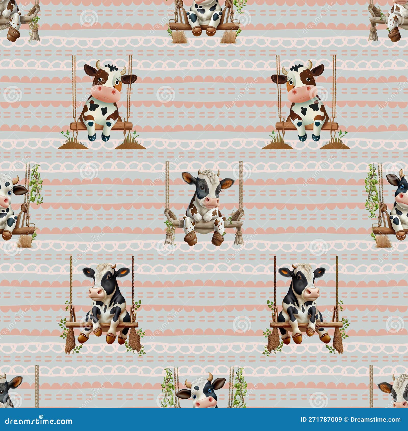 Seamless Repeating Pattern with Cute Cows Stock Illustration ...