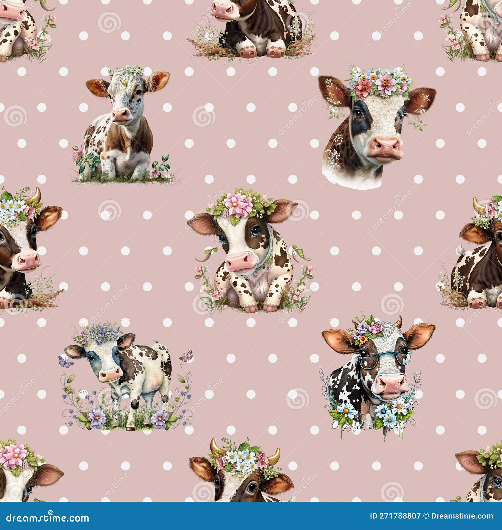 Seamless Repeating Pattern with Cute Cows Stock Illustration ...