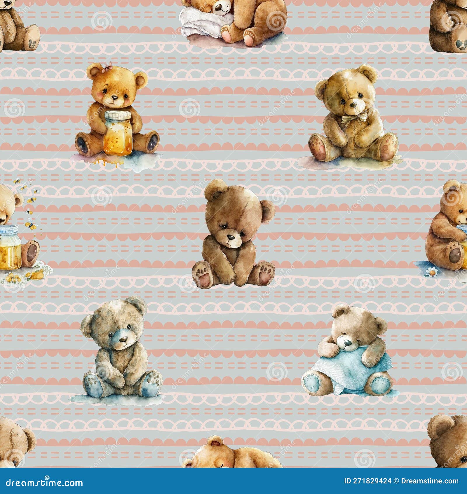 Seamless Repeating Pattern with Cute Bears Stock Illustration ...