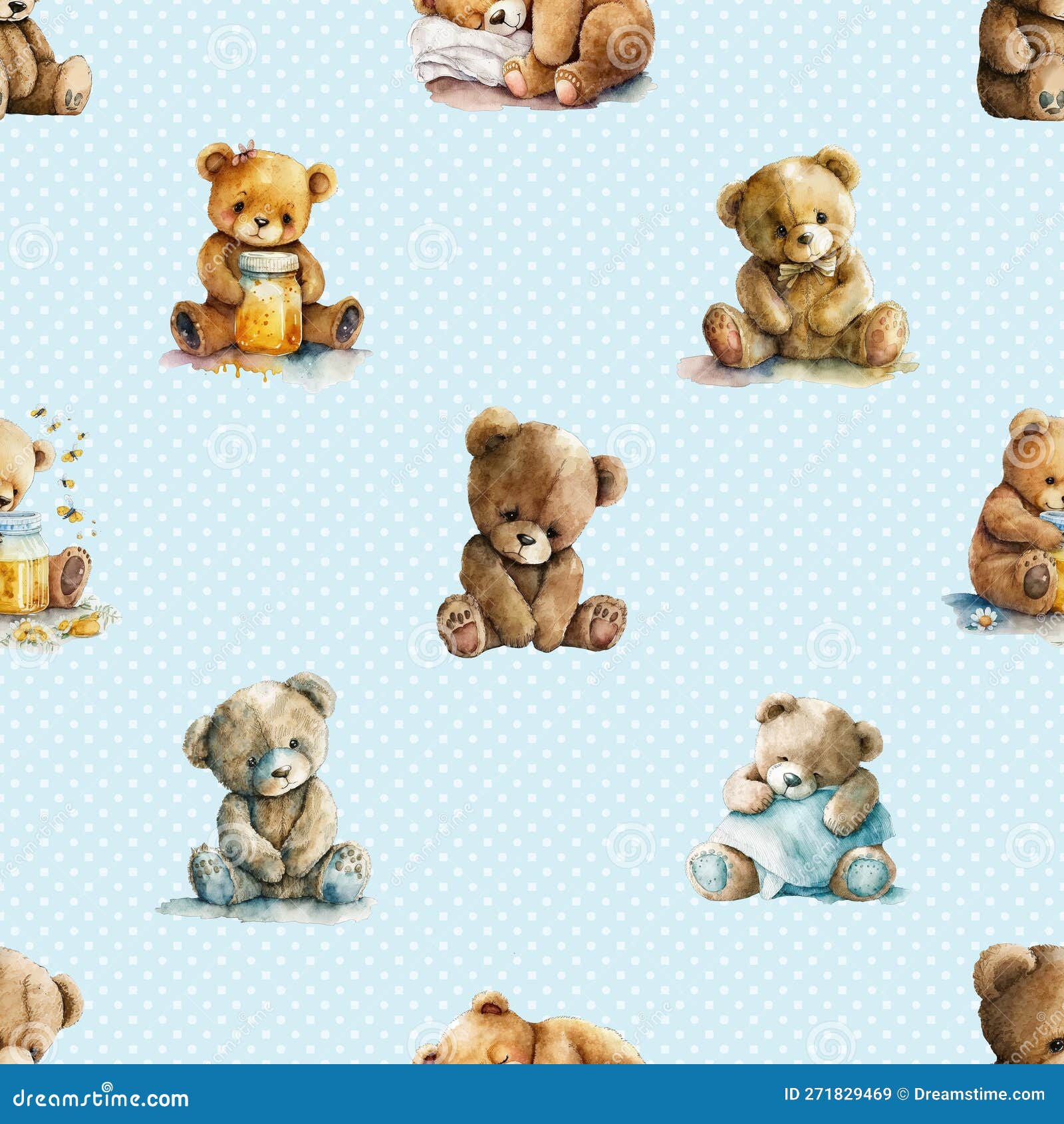 Seamless Repeating Pattern with Cute Bears Stock Illustration ...