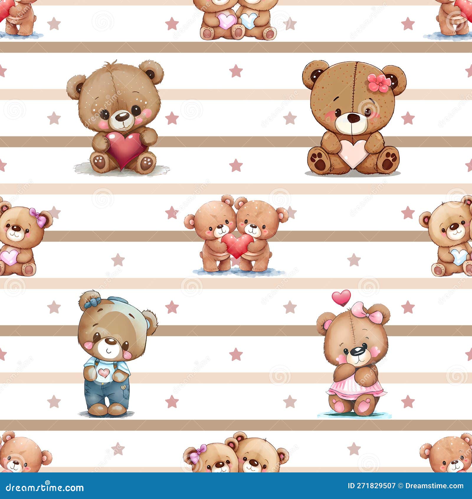 Seamless Repeating Pattern with Cute Bears Stock Illustration ...