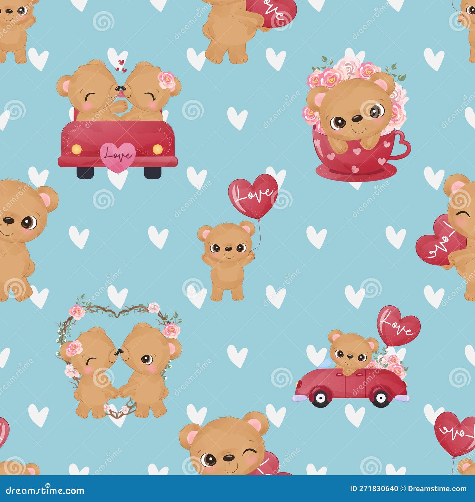 Seamless Repeating Pattern with Cute Bears Stock Illustration ...