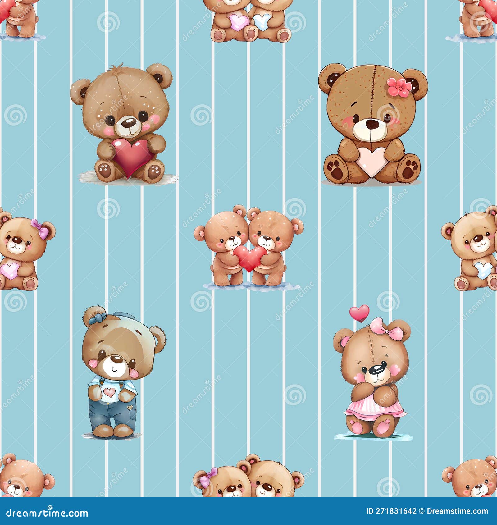 Seamless Repeating Pattern with Cute Bears Stock Illustration ...