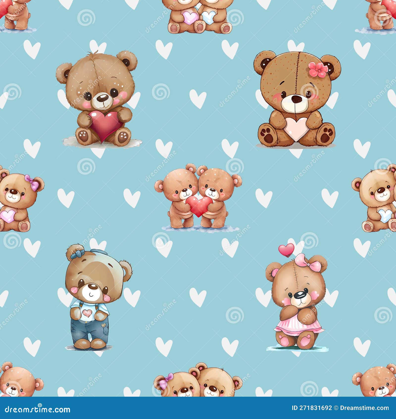 Seamless Repeating Pattern with Cute Bears Stock Illustration ...