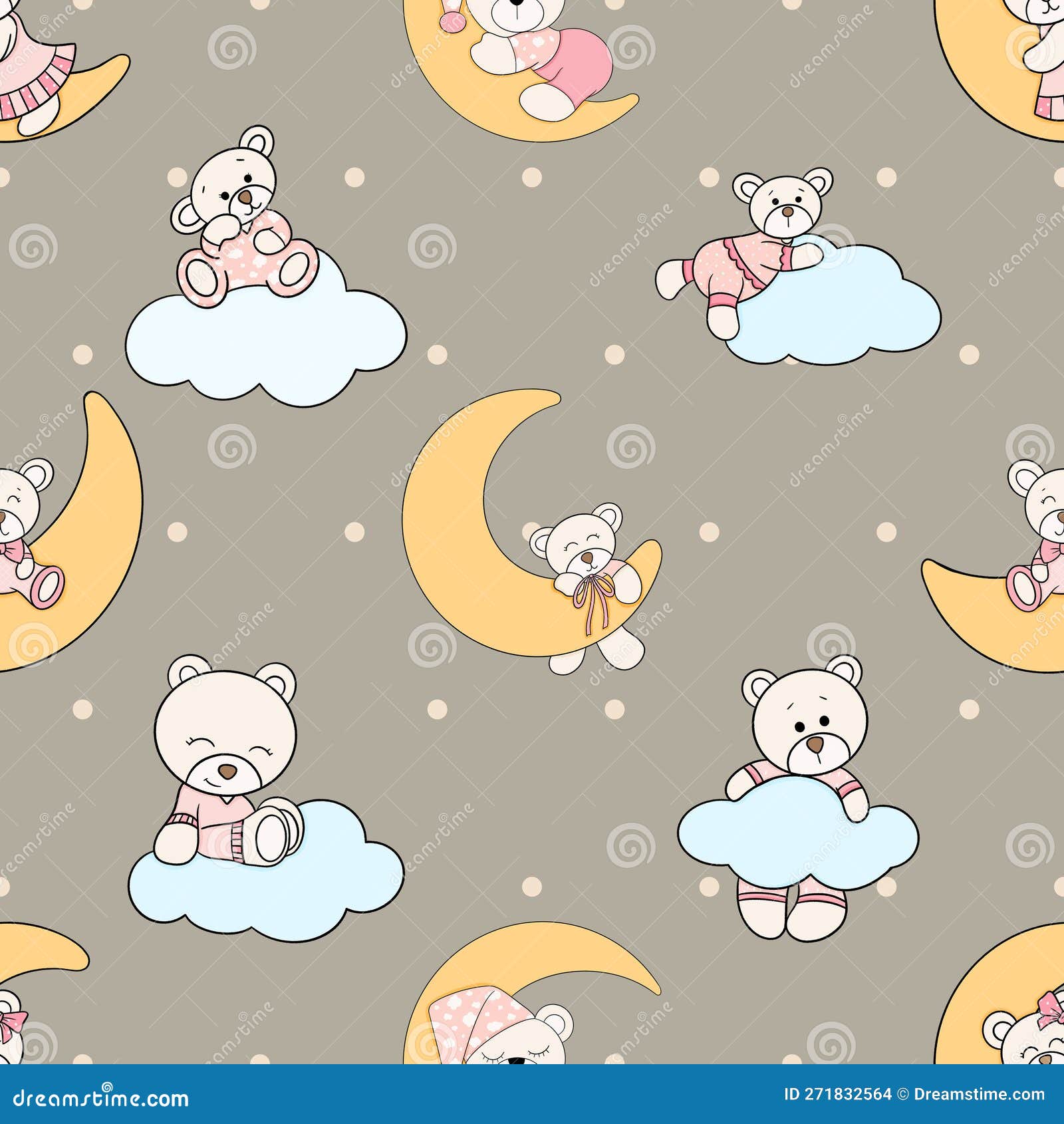 Seamless Repeating Pattern with Cute Bears Stock Illustration ...