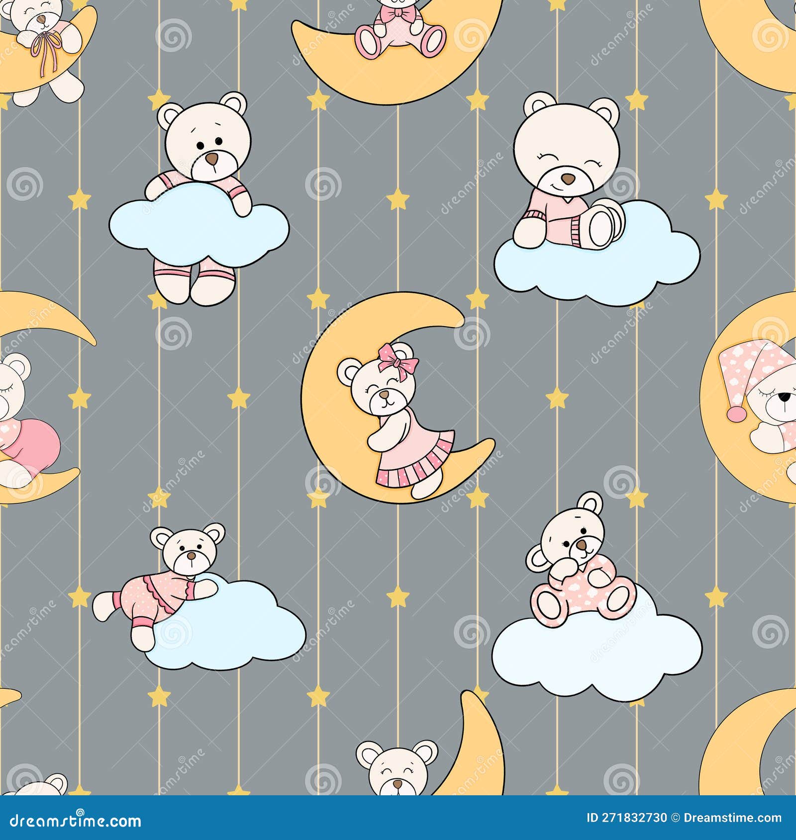 Seamless Repeating Pattern with Cute Bears Stock Illustration ...