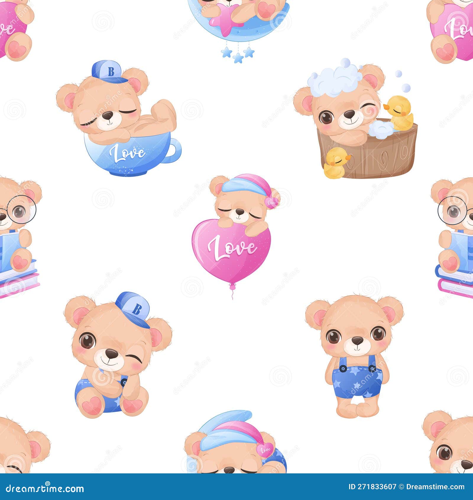 Seamless Repeating Pattern with Cute Bears Stock Illustration ...