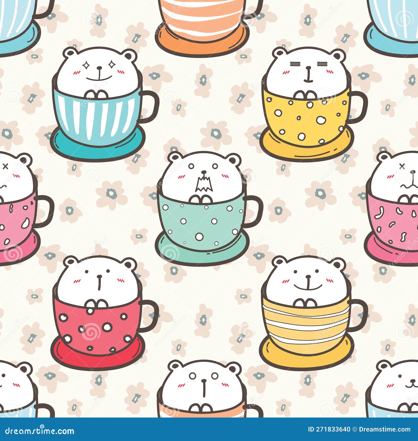 Seamless Repeating Pattern with Cute Bears Stock Illustration ...