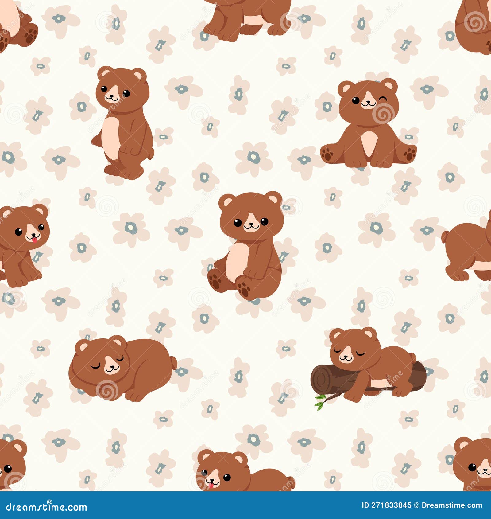 Seamless Repeating Pattern with Cute Bears Stock Illustration ...