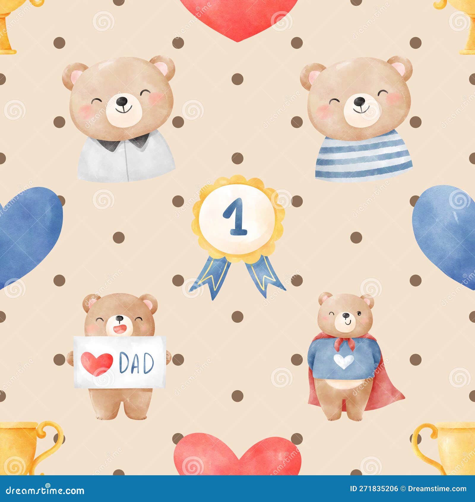 Seamless Repeating Pattern with Cute Bears Stock Illustration ...
