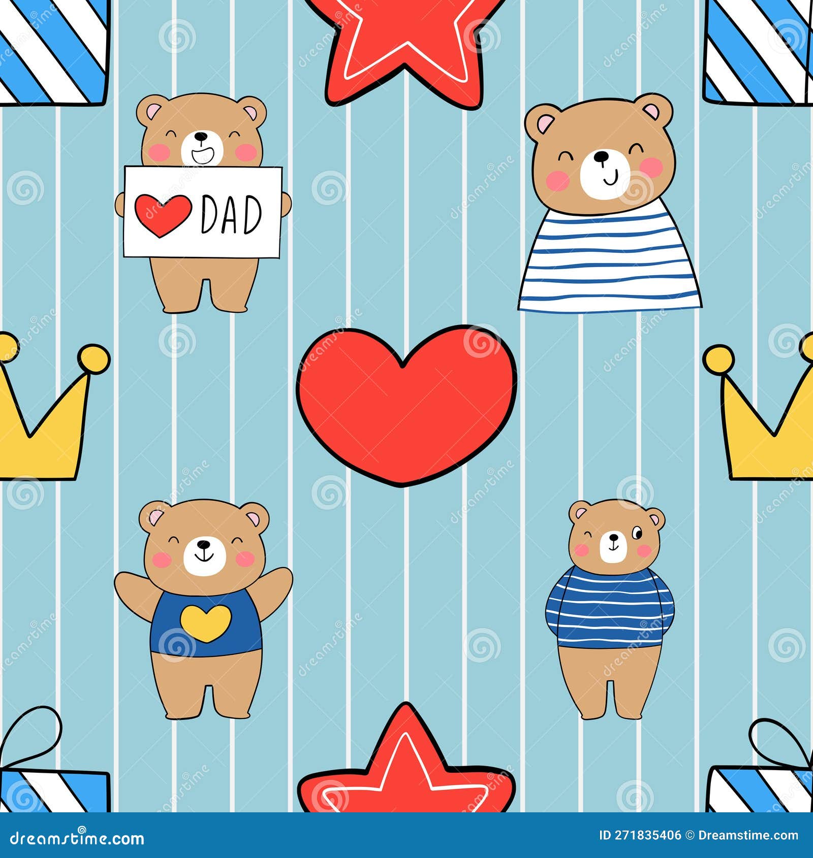 Seamless Repeating Pattern with Cute Bears Stock Illustration ...